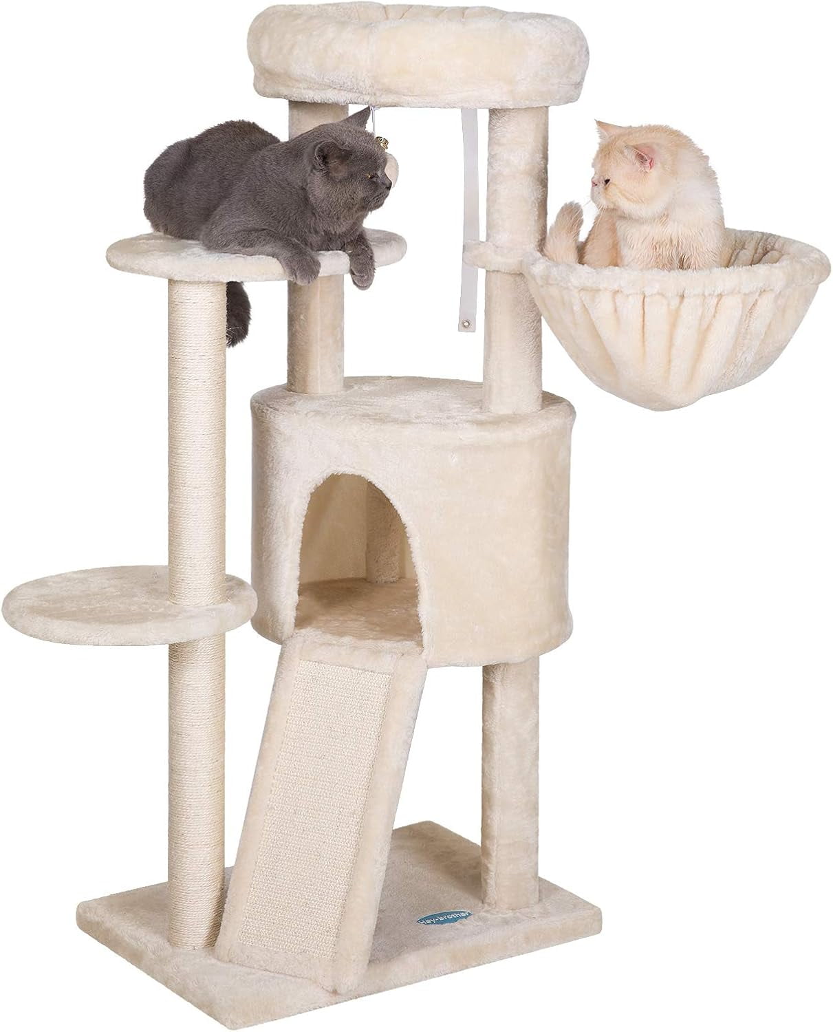 Hey-brother Cat Tree with Scratching Board, Cat Tower with Padded Plush ...