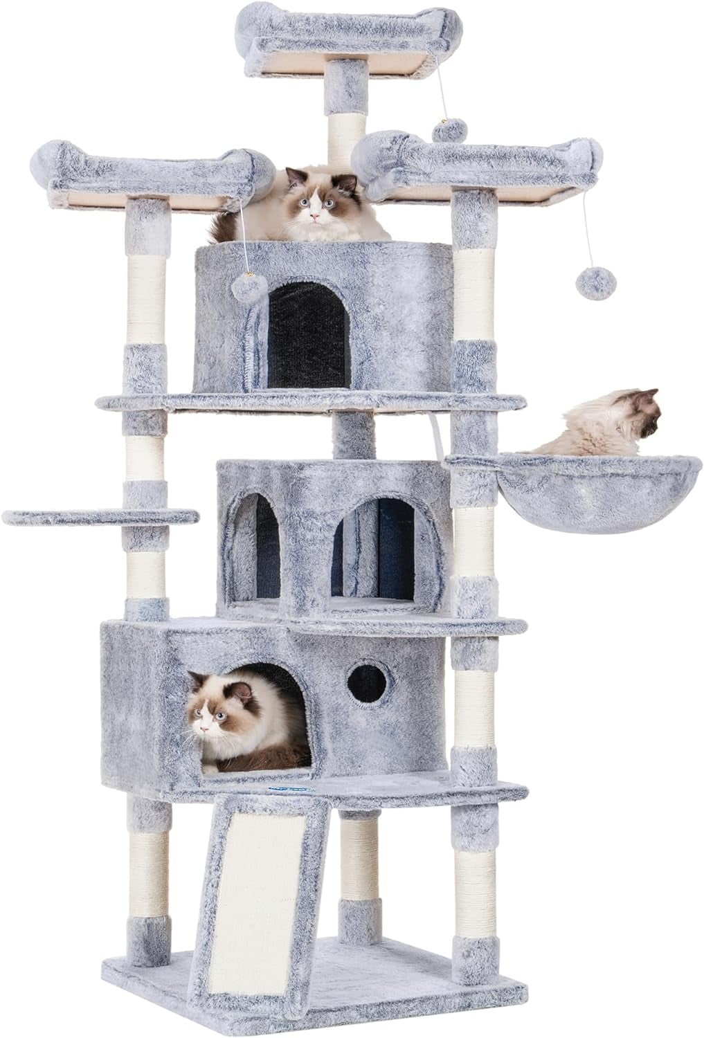 Hey-brother XL Cat Tree, 73.4 inch Cat Tower with 3 Caves, 3 Cozy ...