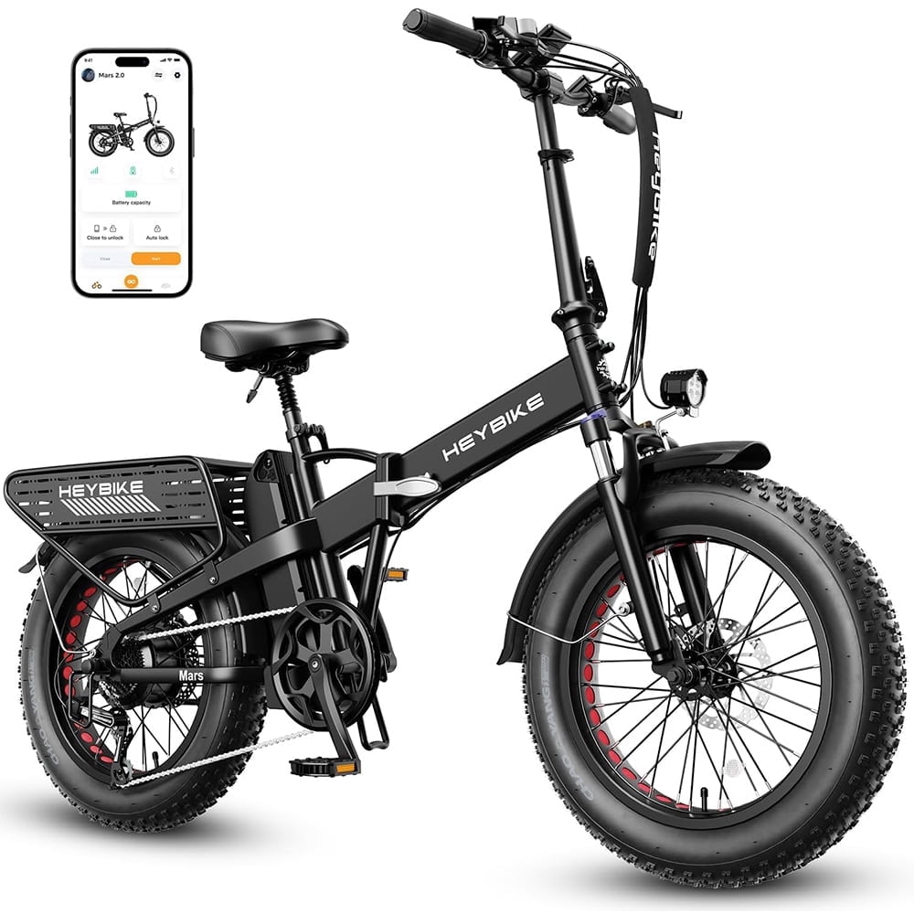 Heybike Mars 2.0 Electric Bike for Adults, 1400W Peak Foldable Ebike, 600Wh Removable Battery ...