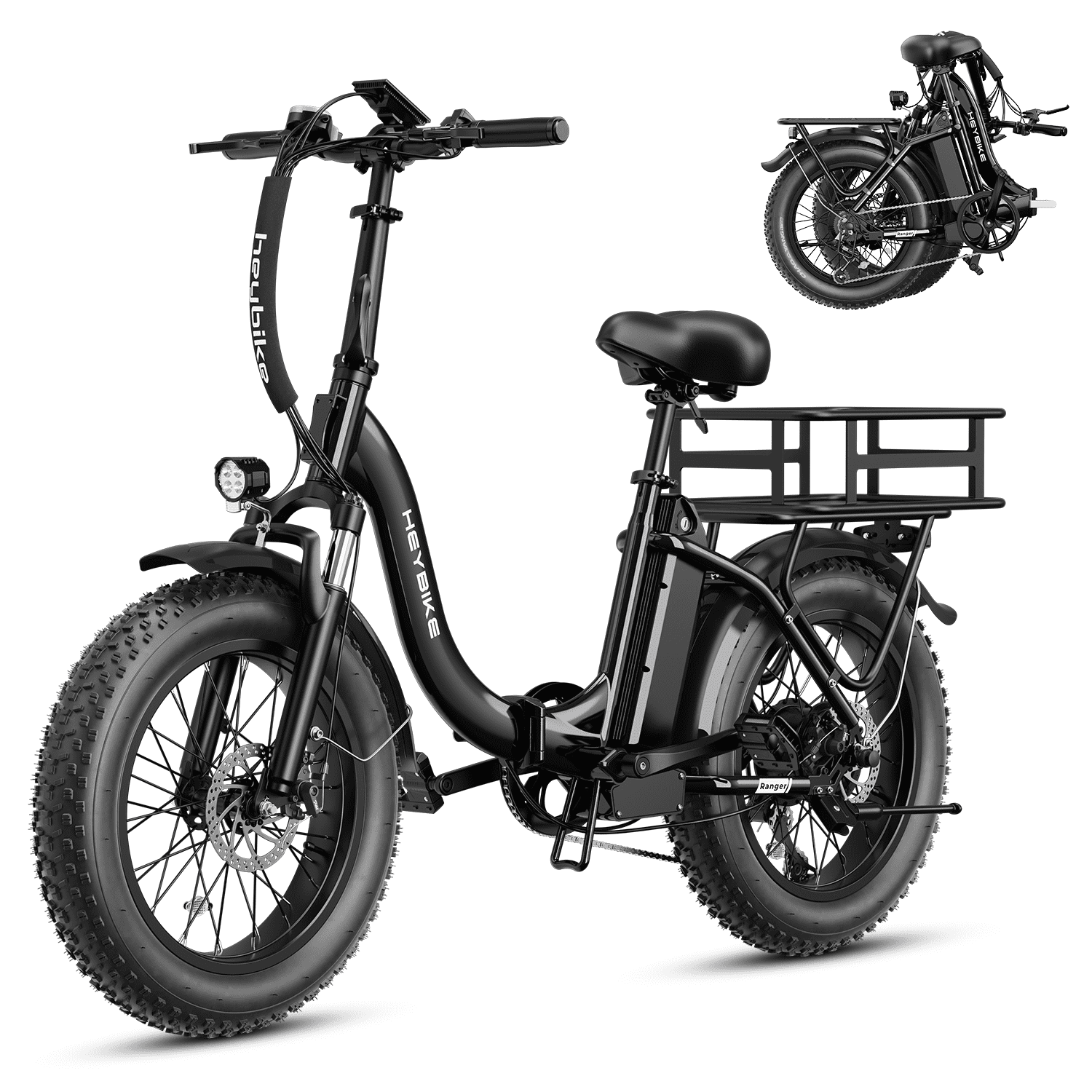 "Heybike Ranger Foldable Ebike, 500W, 48V 15Ah Removable Battery, 20 ...