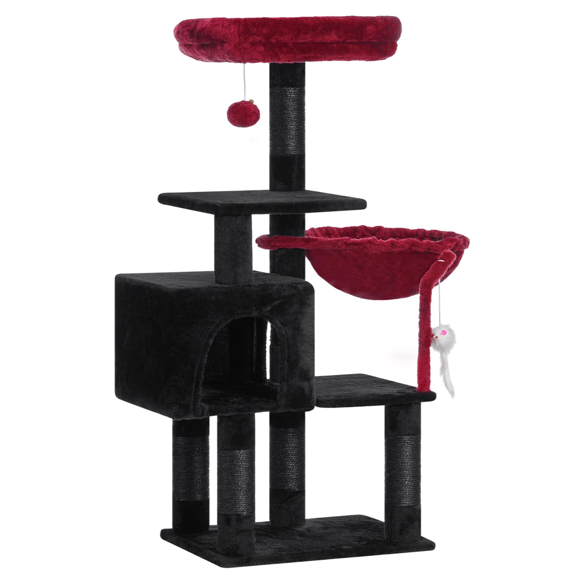 Heybly Cat Tree with Toy, Cat Tower condo for Indoor Cats, Cat House ...