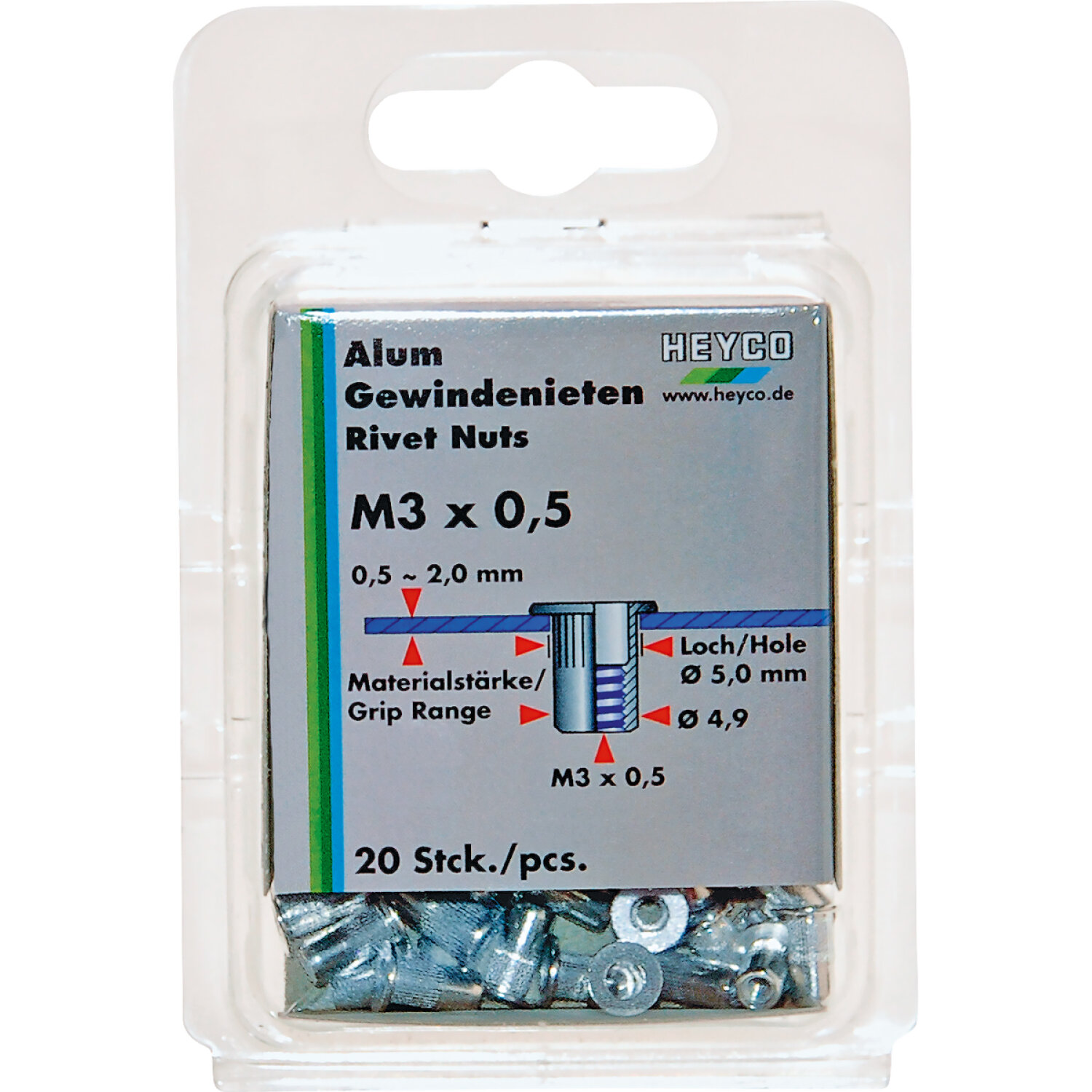 Heyco 01261500000 Rivet Nut Set in Blister Packing - Walmart.com