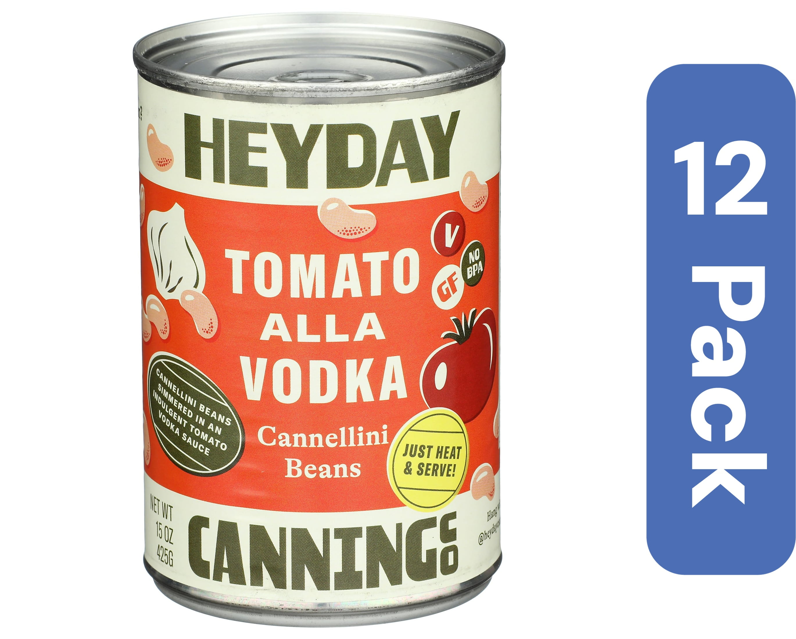 Heyday Canning Co. Cannellini Beans in Tomato Vodka Sauce 15 oz (Pack ...