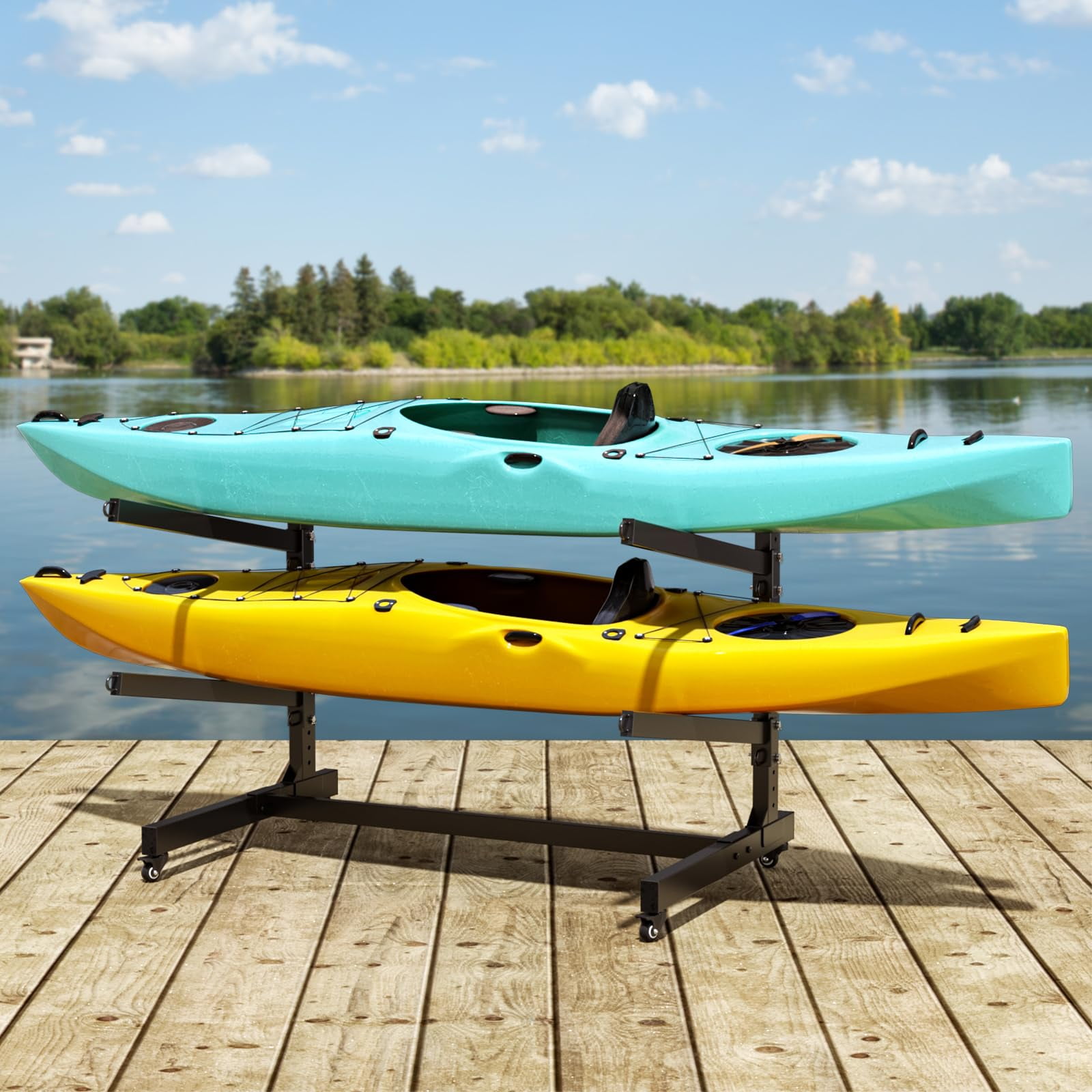 Heyday Heavy Duty Freestanding Kayak Storage Rack, Adjustable Metal ...