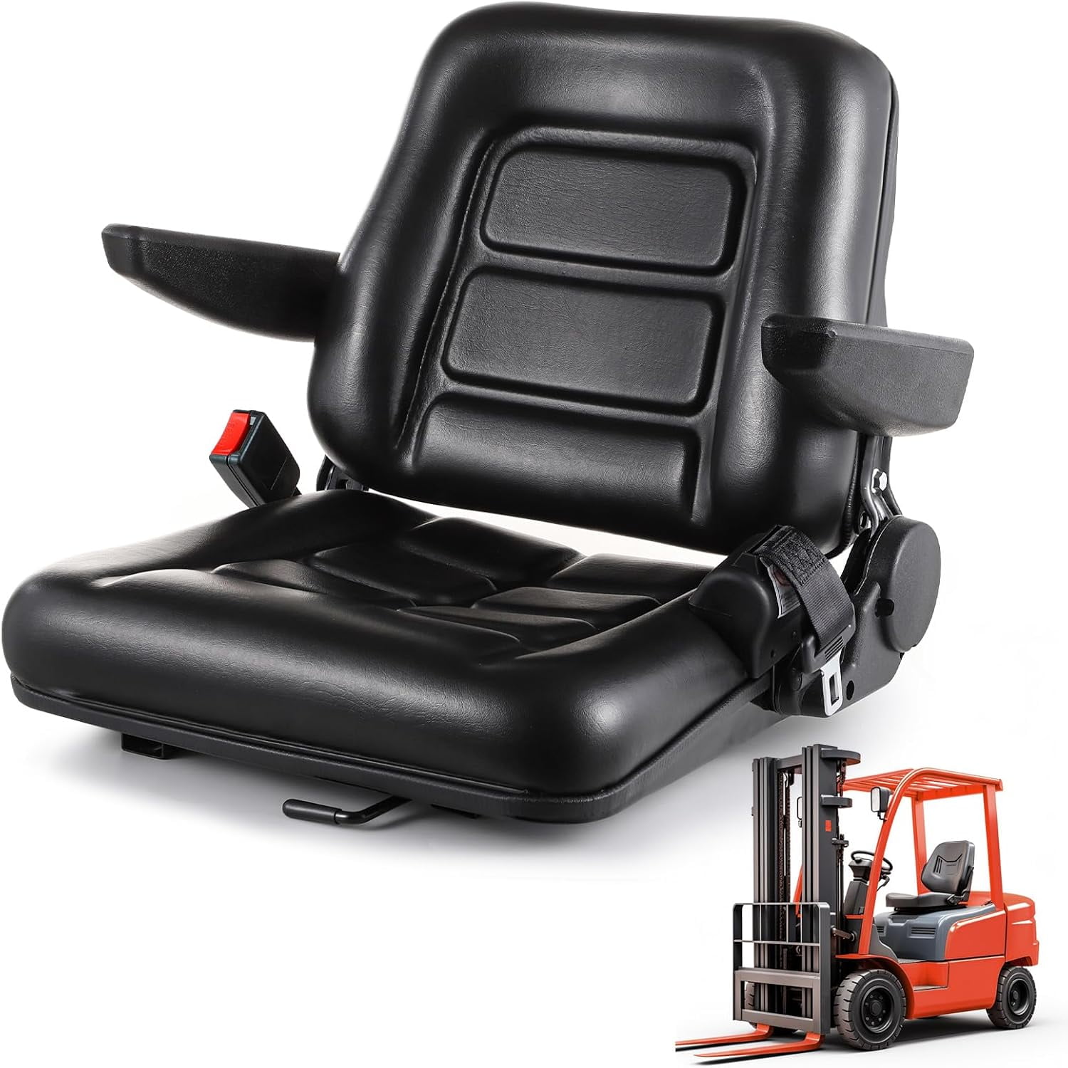Heyday Universal Forklift Seat,Tractor Seat Fold Down W/Slide Tracks ...