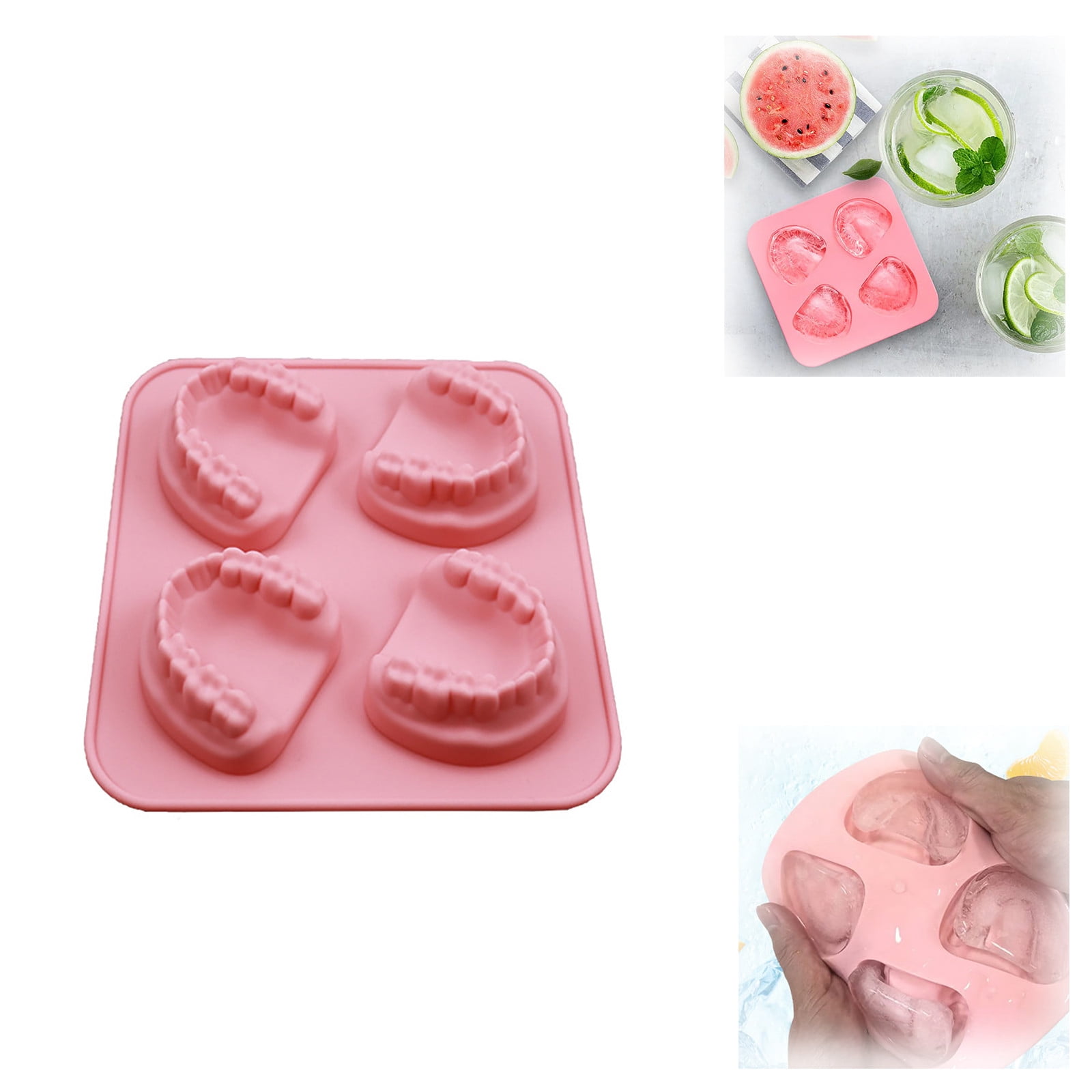 Heydday 4-Hole Denture Teeth Shaped Ice Cube Mold – Funny Silicone Ice ...