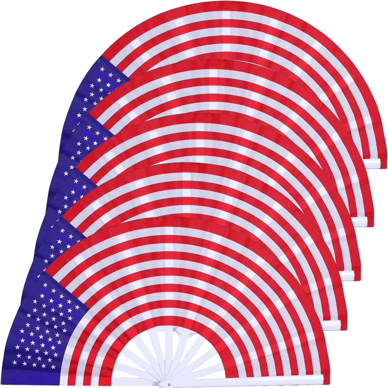 Heydday 5PC American Flag Hand Fan - 13" Large Patriotic Folding Fan ...