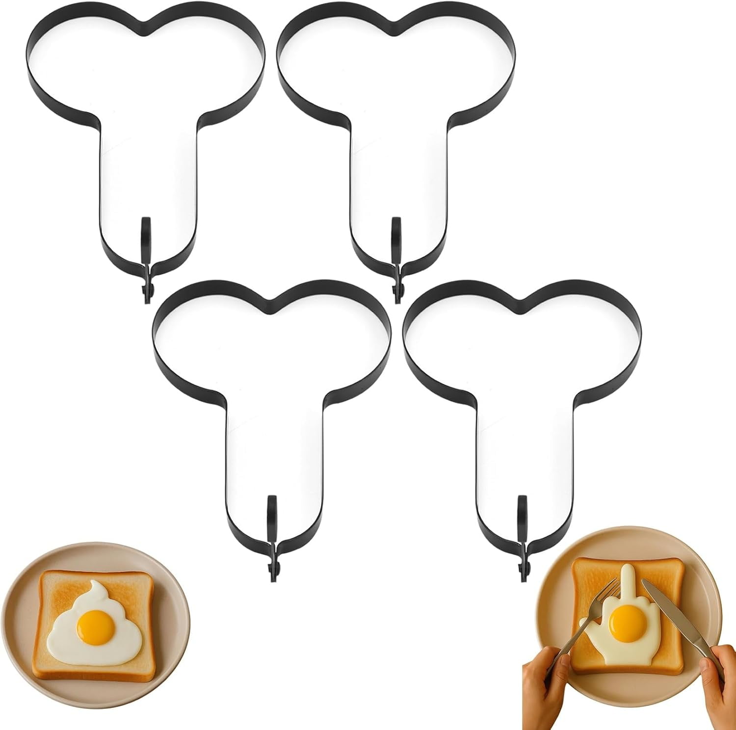 Heydday Egg Ring Mold - 4-Pack Nonstick Stainless Steel Egg Shapers for ...