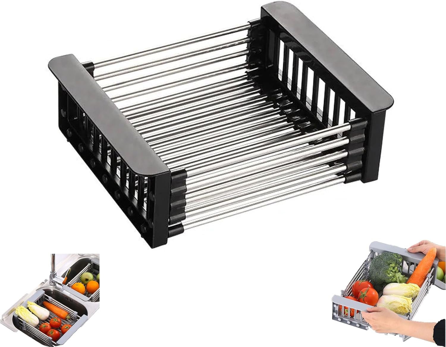 Heydday Expandable Stainless Steel Sink Rack – Adjustable Dish Drying ...