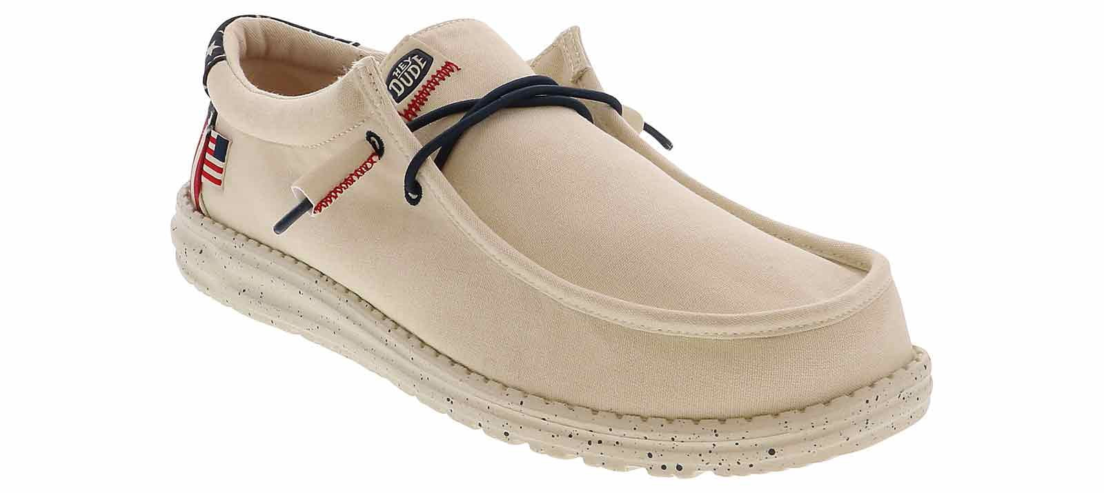 Heydude Wally Americana Off White Red Casual Shoe | 40687-1LB Beige ...
