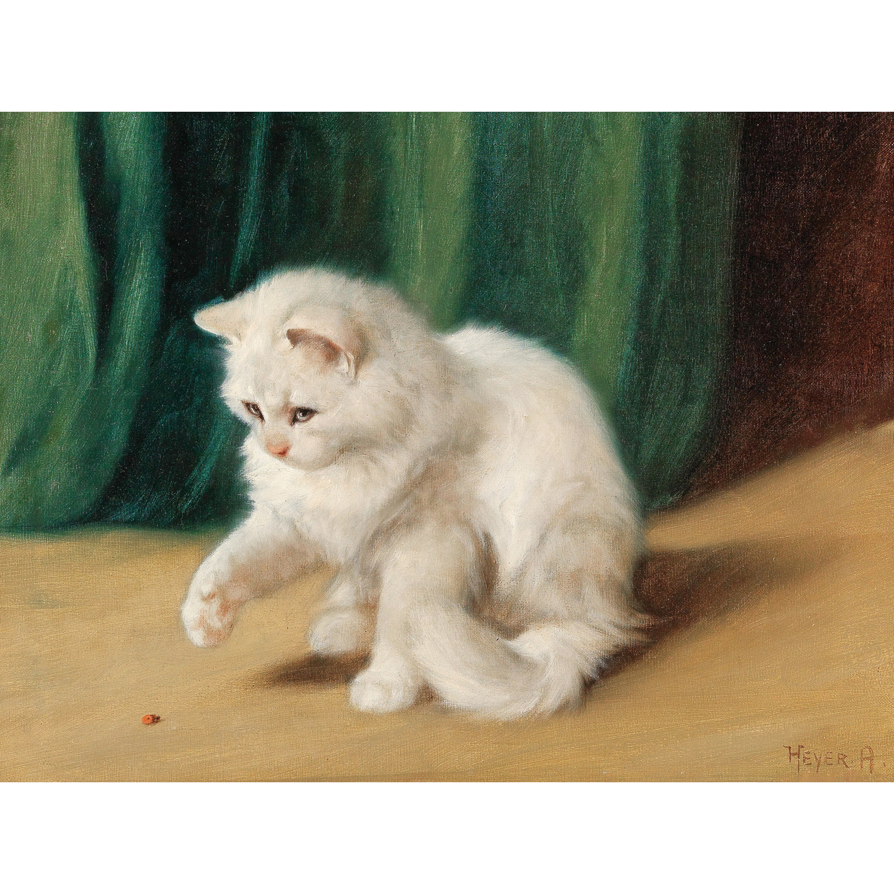Heyer Cat Kitten Ladybird Ladybug Painting Extra Large Art Print Wall ...