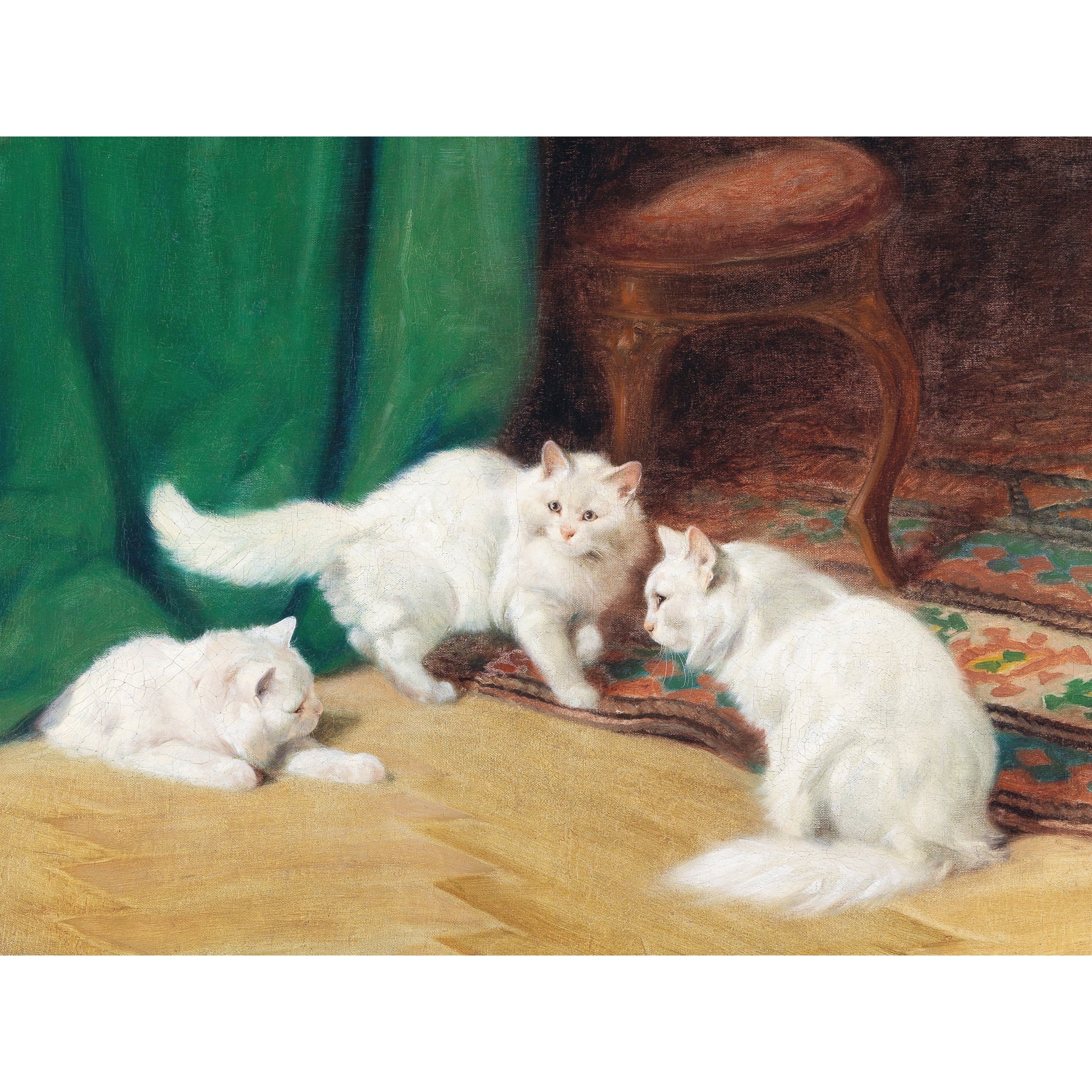 Heyer Conversation Amongst White Cats Painting Extra Large Art Print ...
