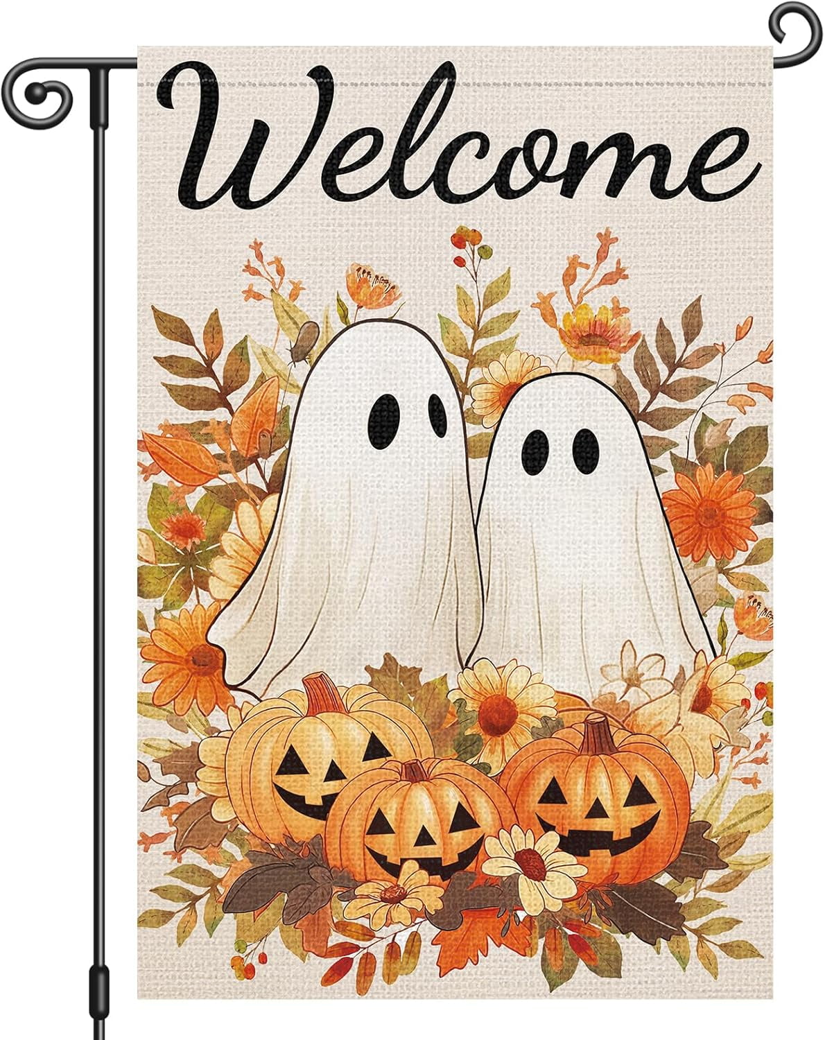 Heyfibro Ghost Welcome Halloween Garden Flag 12x18 Inch Vertical Double ...