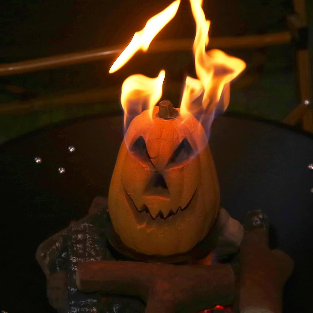 Heyfurni Ceramic Fire Pit Pumpkin Log for Campfire, Fireplace, Bonfire ...