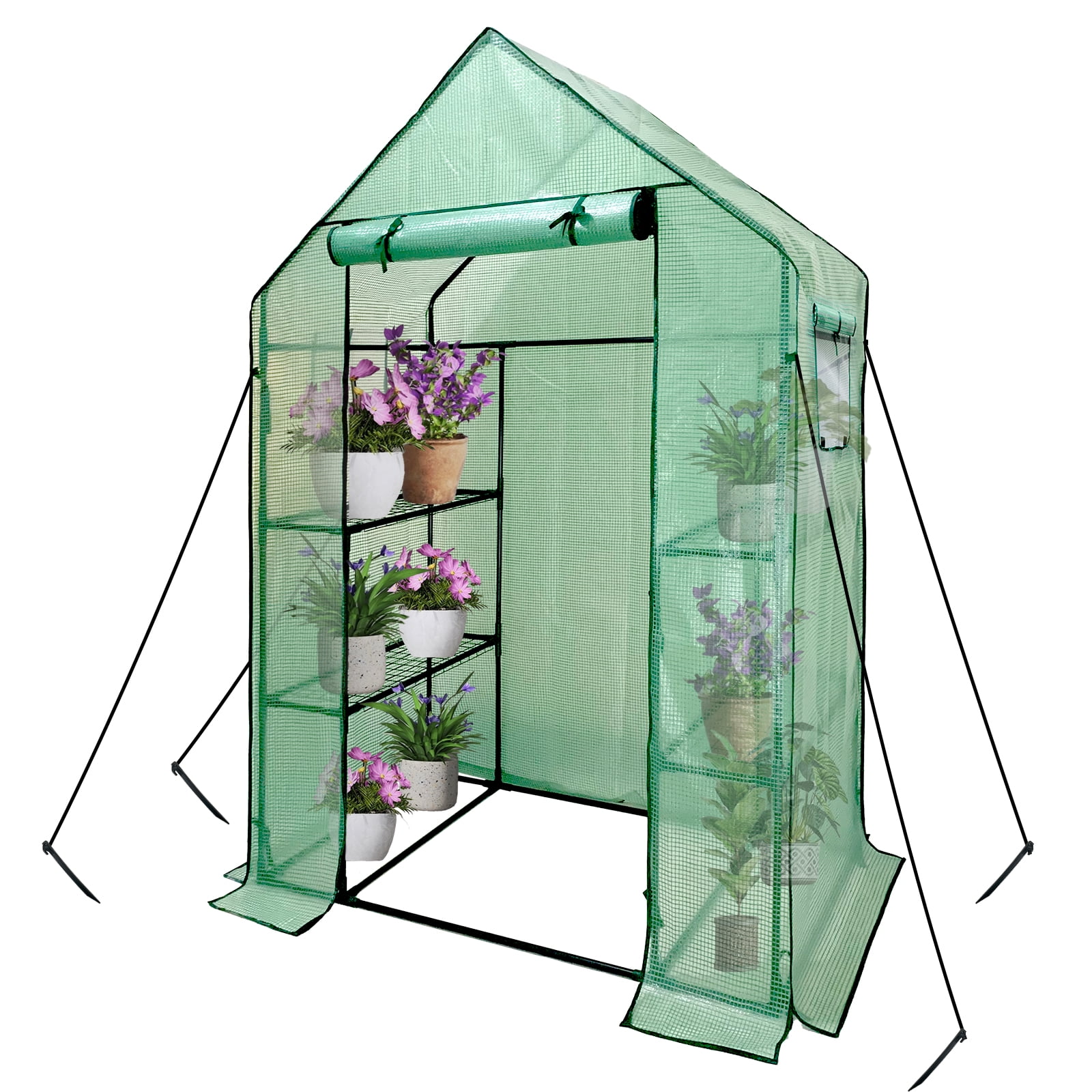 Heyfurni Walk-In Greenhouse Kit, 5x2.5x6.4ft, 3 Tiers, 6 Shelves ...