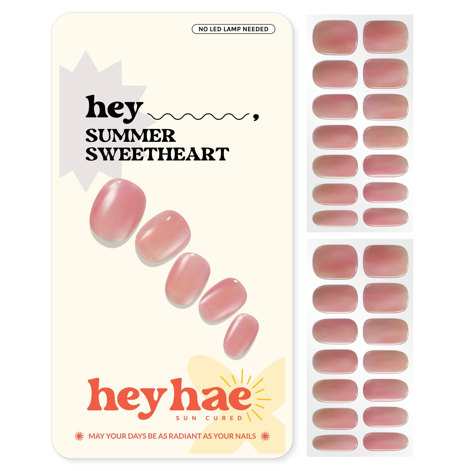 Heyhae Semi Cured Gel TMA2 Nail Strips | No LED Solid, Pink, Spring | Easy Apply & Remove, Salon ...