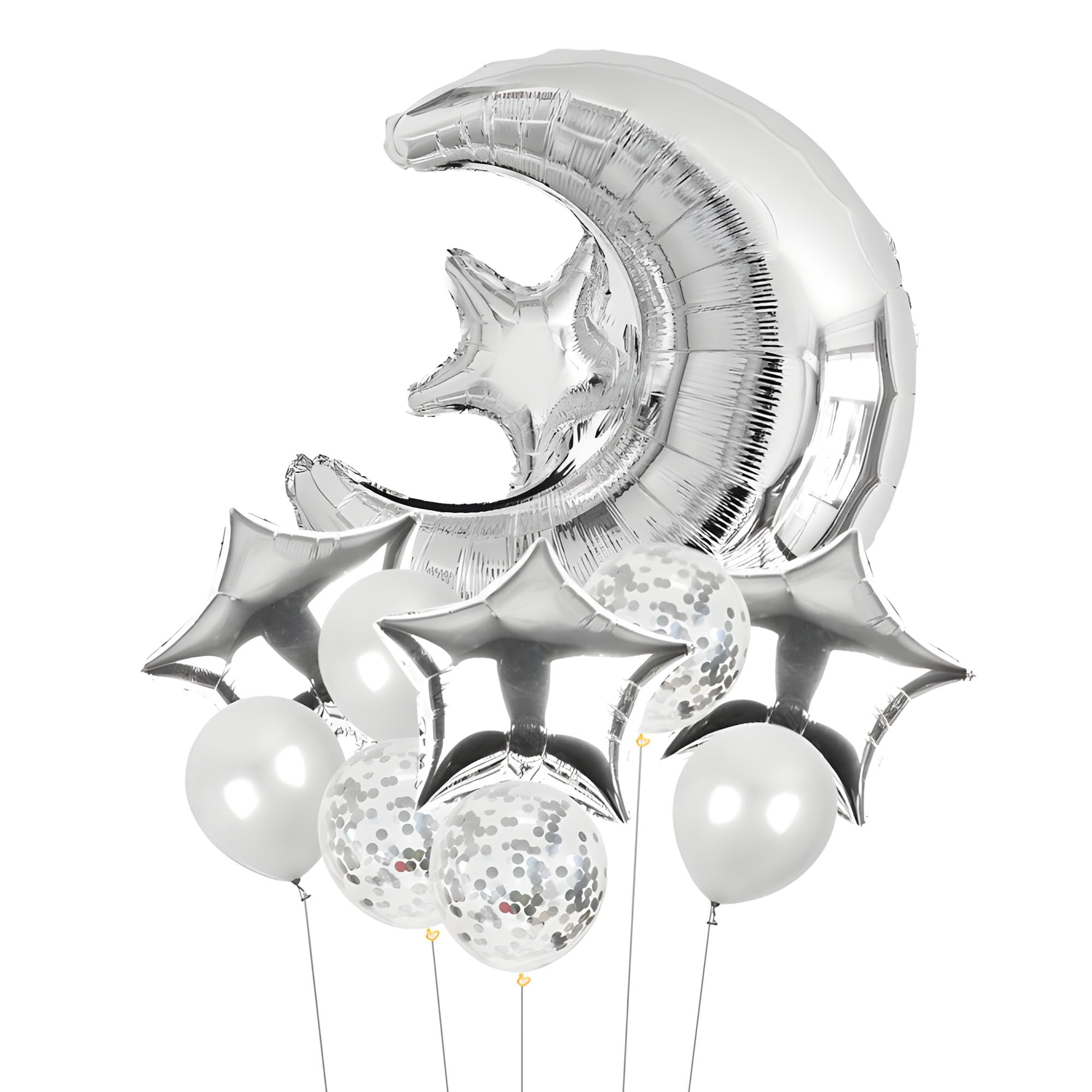 Heyiminy 10 Pcs Moon Star Foil KKS1 Balloons, 36 Inch Big Jumbo Moon ...