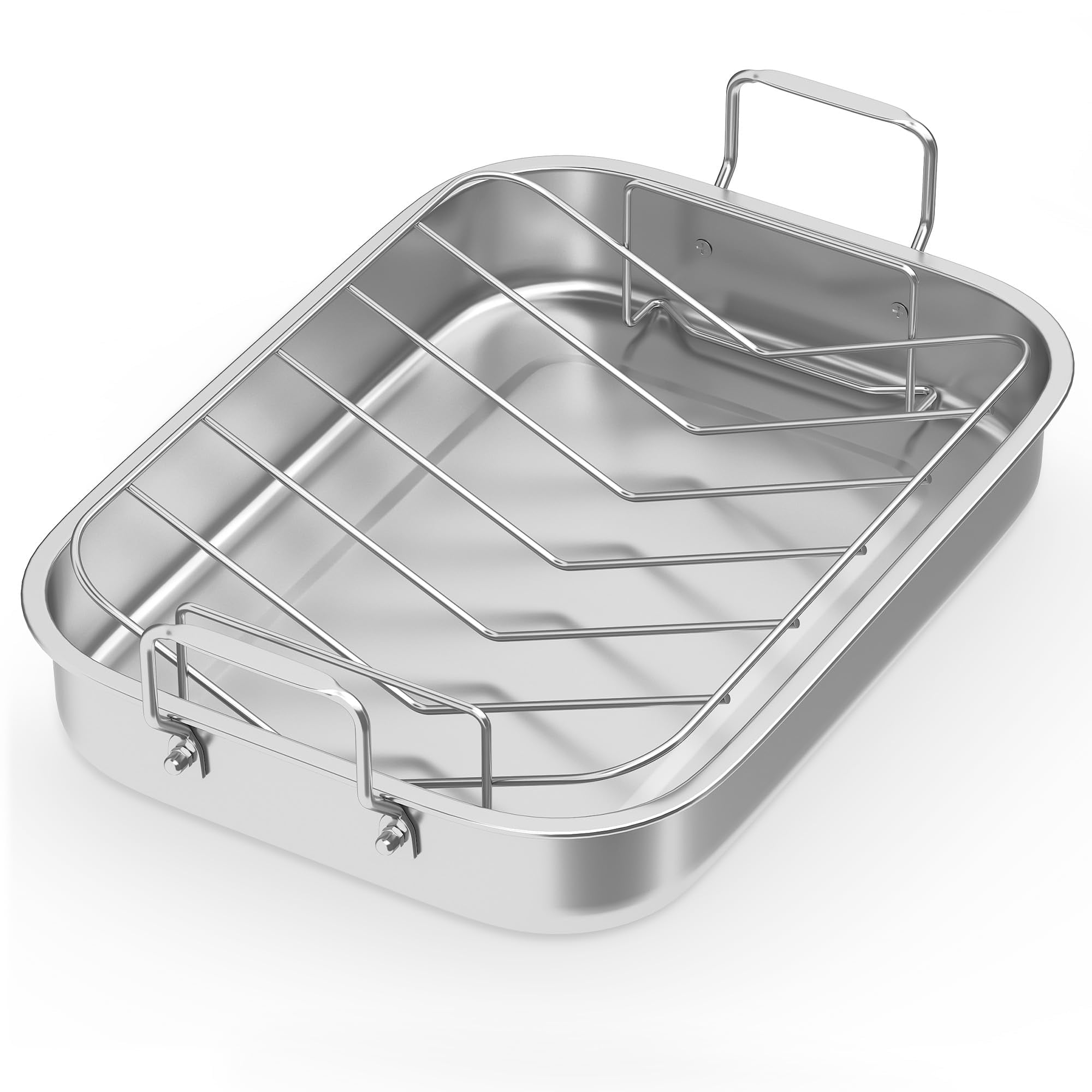 Heynemo 15.6'' Roasting Pan with V-Shaped Rack, Rectangular Lasagna Pan ...
