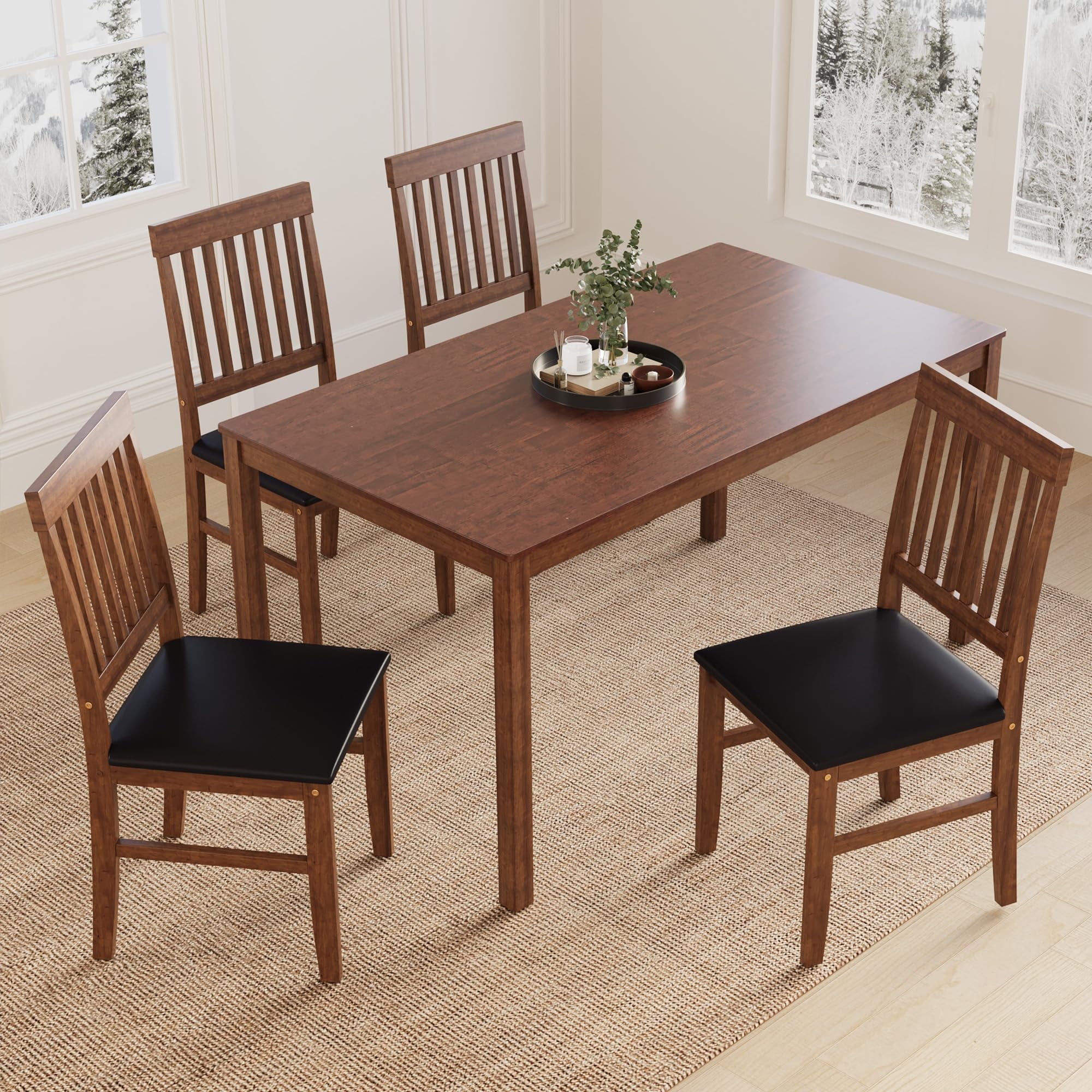 Heynemo 5-Piece Dining Set, Compact Kitchen Room Table Set with 4 ...