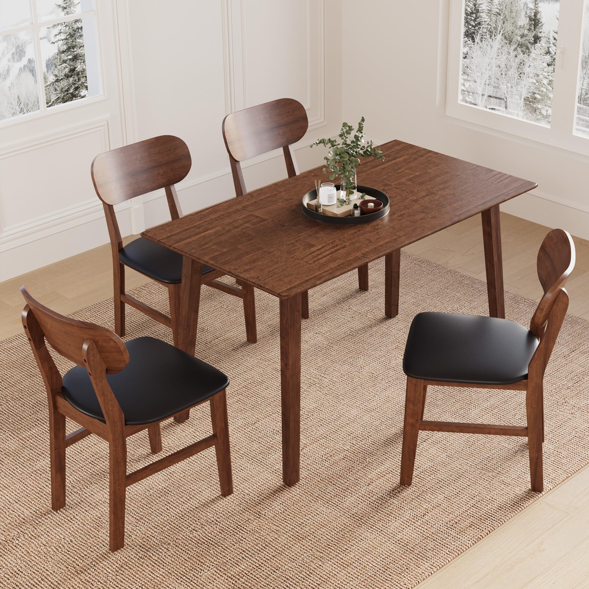 Heynemo 5-Piece Dining Set, Compact Kitchen Room Table Set with 4 ...
