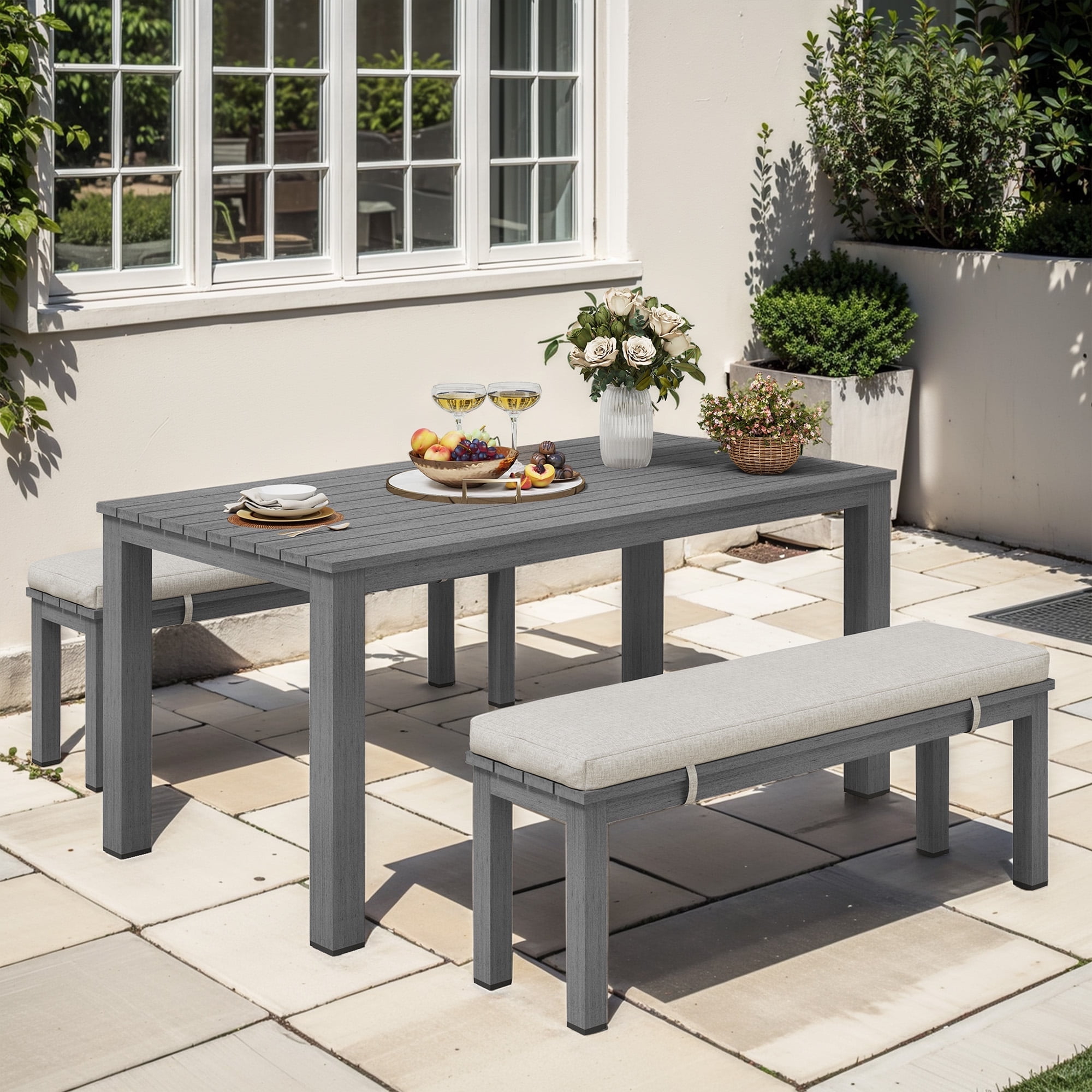 Heynemo Aluminum 3 Pieces Patio Dining Sets, Outdoor Dining Table and 2 ...