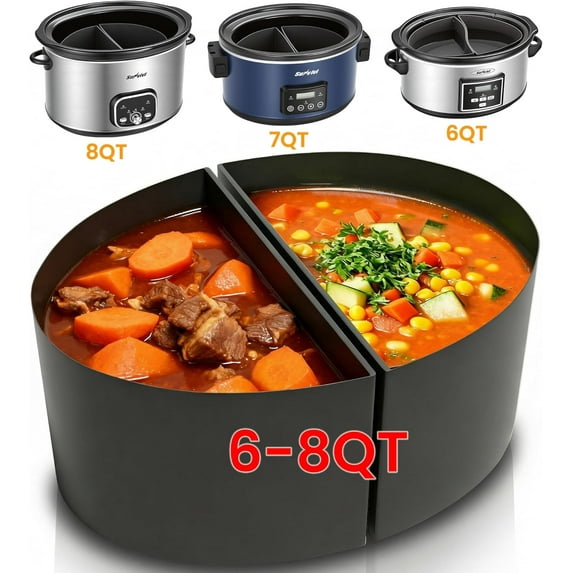 Heynemo Reusable Silicone Crock Pot Divider, 2-in-1 Slow Cooker Liners ...
