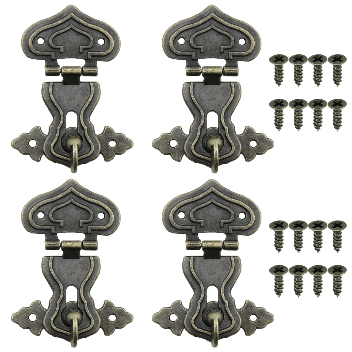 Heyous 4PCS 62mm/2.44inch Vintage Bronze Heart Box Lock Fastener Toggle ...