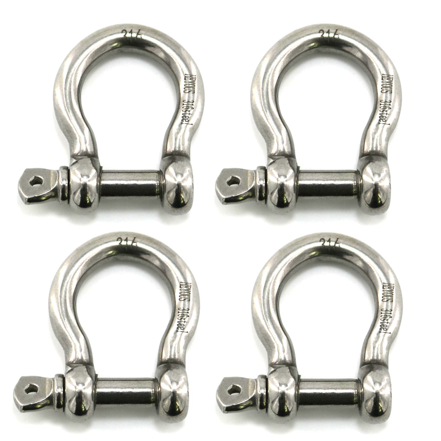 Heyous 5/16 inch Shackle D Rings Stainless Steel 316 D Ring Bow Shackle Clevis Pin Shackle Screw ...