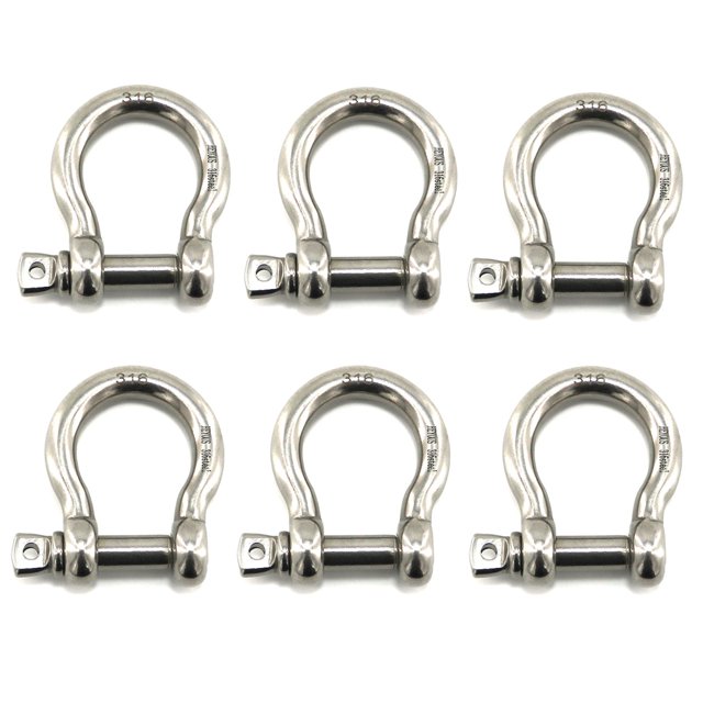 Heyous Stainless Steel 316 D Ring Bow Shackle 1/4 inch Shackle Heavy ...