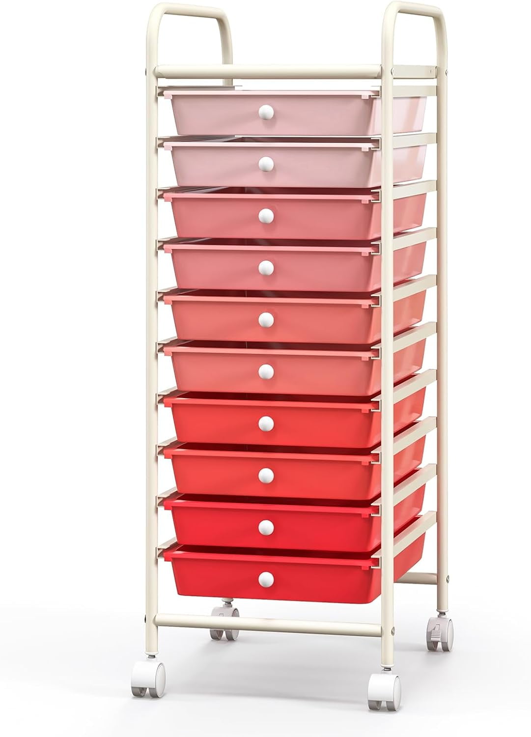 Heywoo 10-Drawer Storage Cart w/Universal Wheel, Rolling Cart w/Handle ...