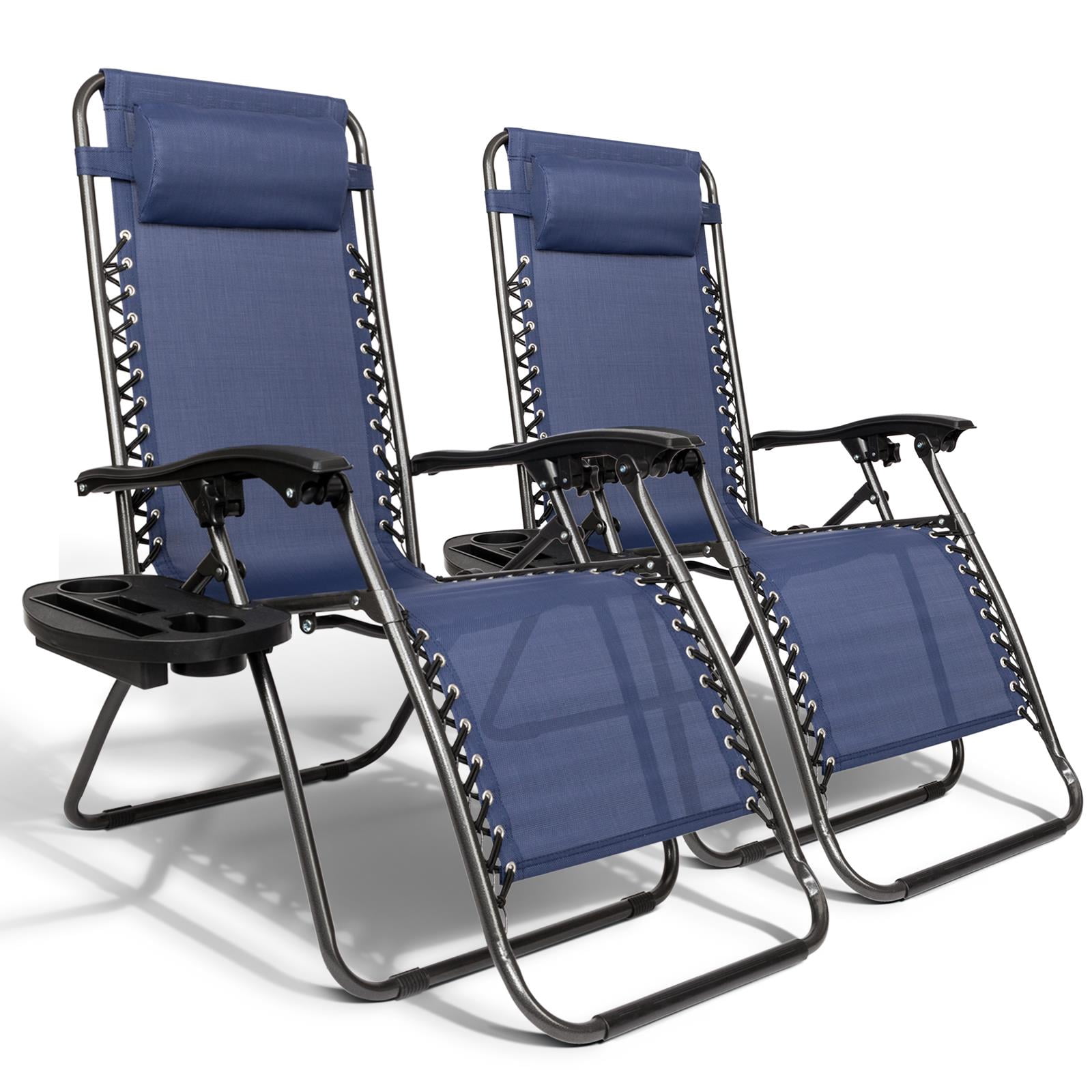 Heywoo 2 Zero Gravity Lounge Chairs Recliner Utility Tray Outdoor Beach ...