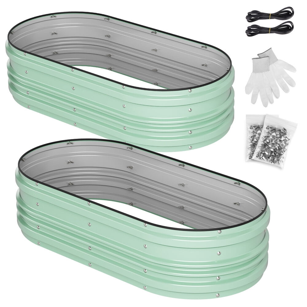 Heywoo 2PC Metal Planter Box Galvanized Raised Garden Bed Set 4x2x1ft ...