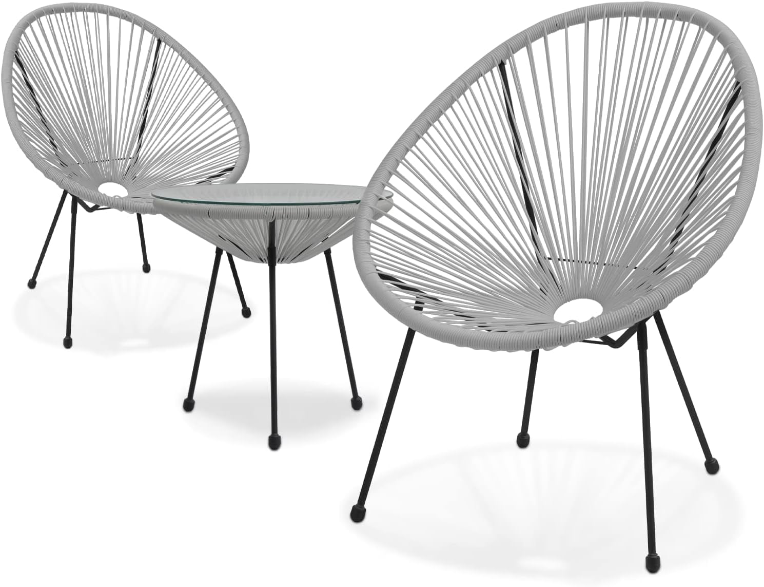 Heywoo 3 Piece Outdoor Seating Acapulco Chair, Modern Patio Furniture ...