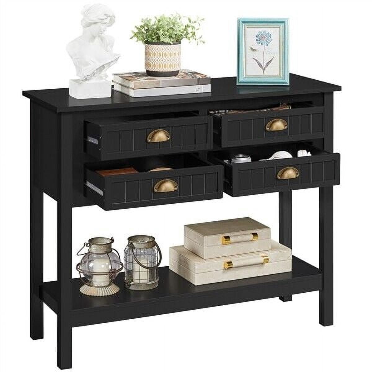 Heywoo 4-Drawer Console Table With Open Shelf, Entryway/Hallway Narrow ...