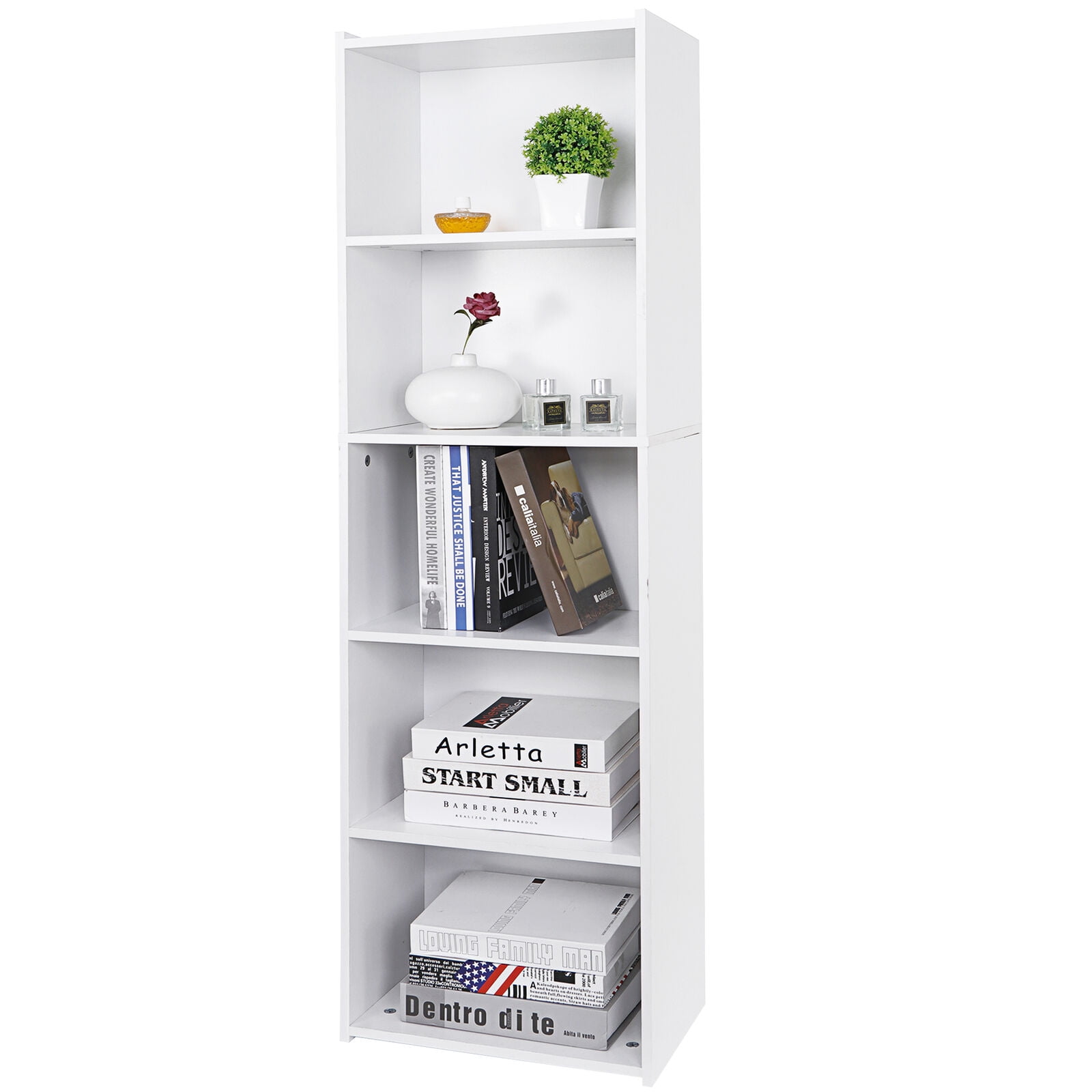 Heywoo 5 Tier Open Bookcase and Bookshelf, Freestanding Display Storage Shelves Tall Bookcase ...