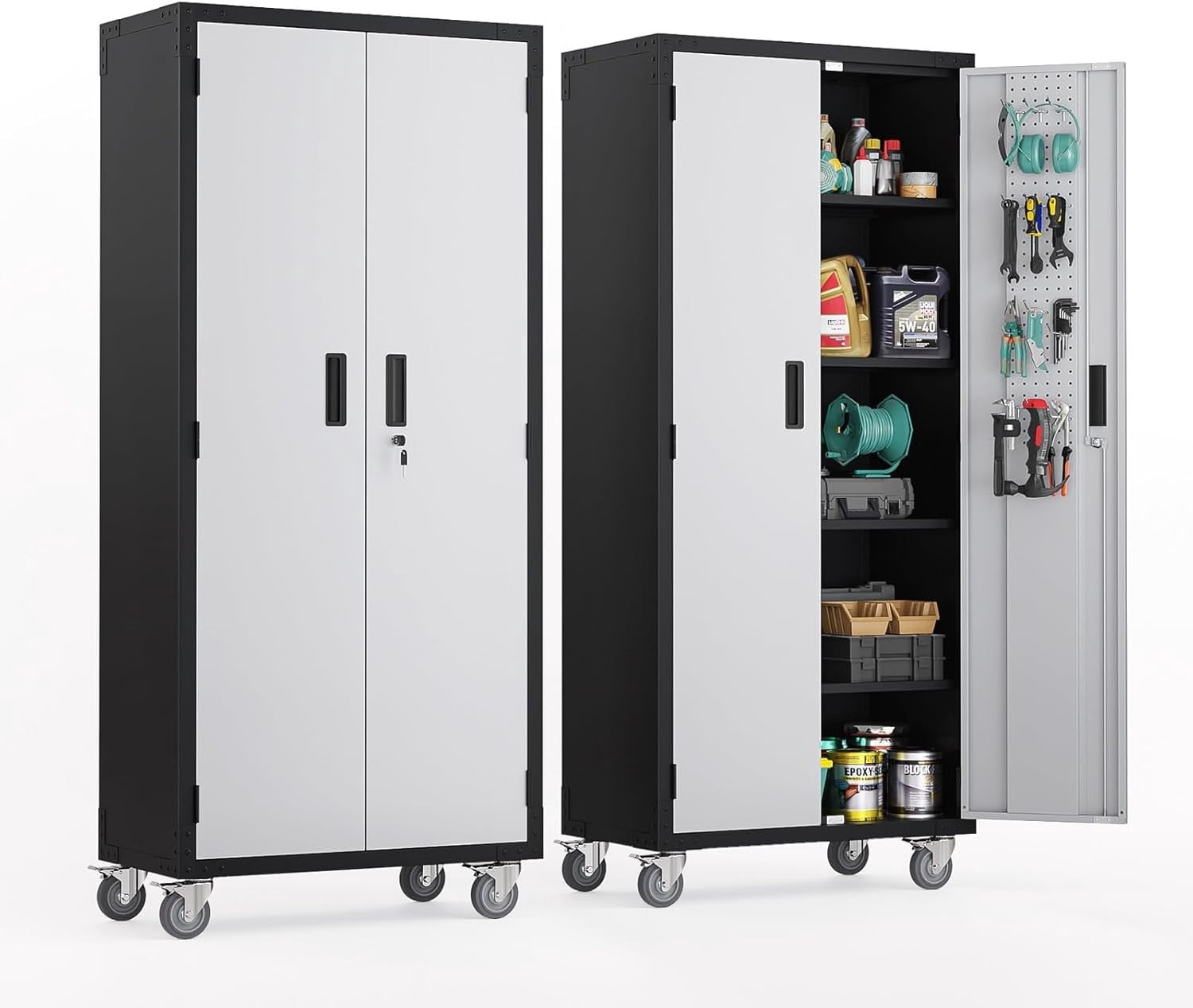 Heywoo 72'' Tall Garage Storage Cabinet, Metal Storage Cabinet with ...