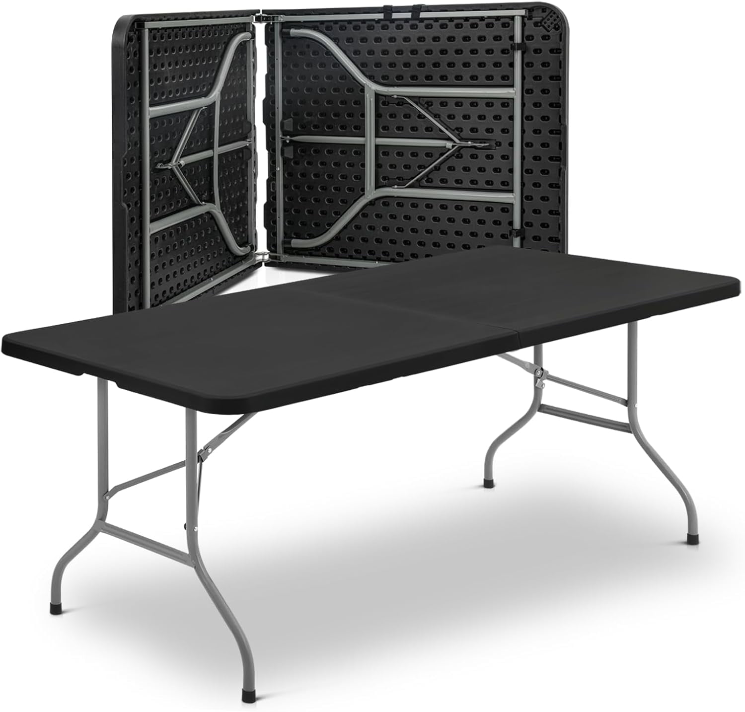 Heywoo 8Ft Folding Table, Lightweight Portable Desk with Handle, Square ...