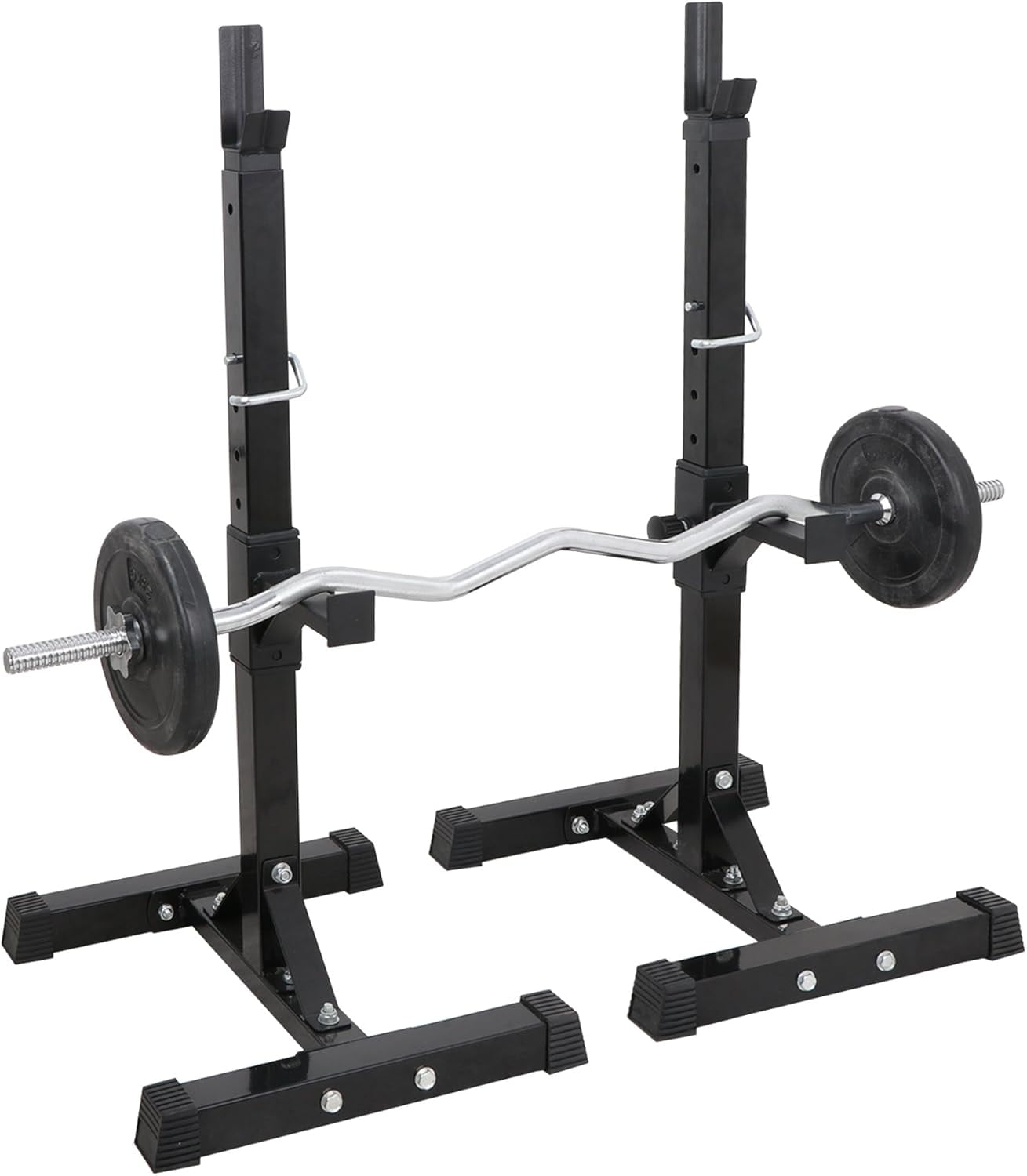 Heywoo Adjustable Squat Rack Pair 41"-66" Sturdy Steel Barbell Bench ...