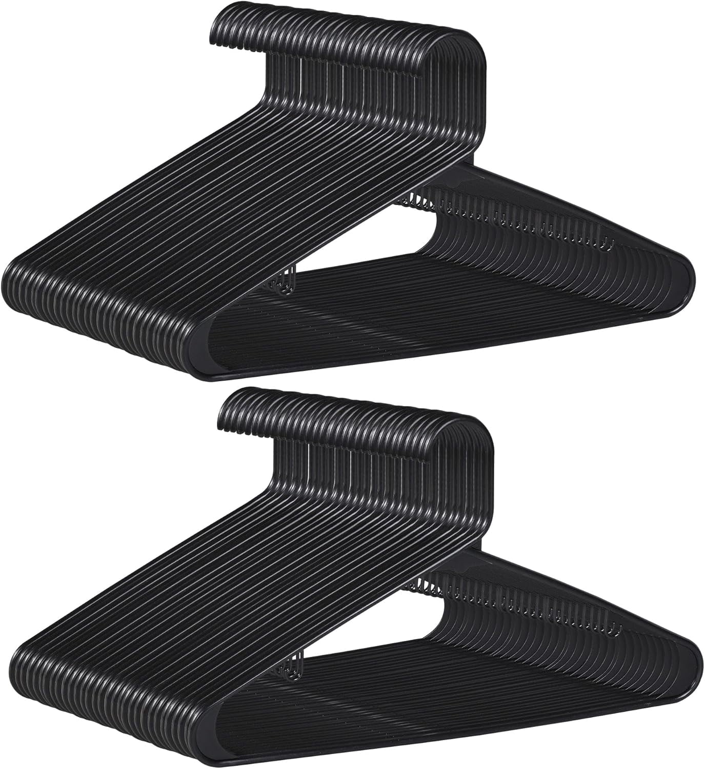 Heywoo Black Plastic Hangers 100 Pack, Clothes Hangers with Double ...