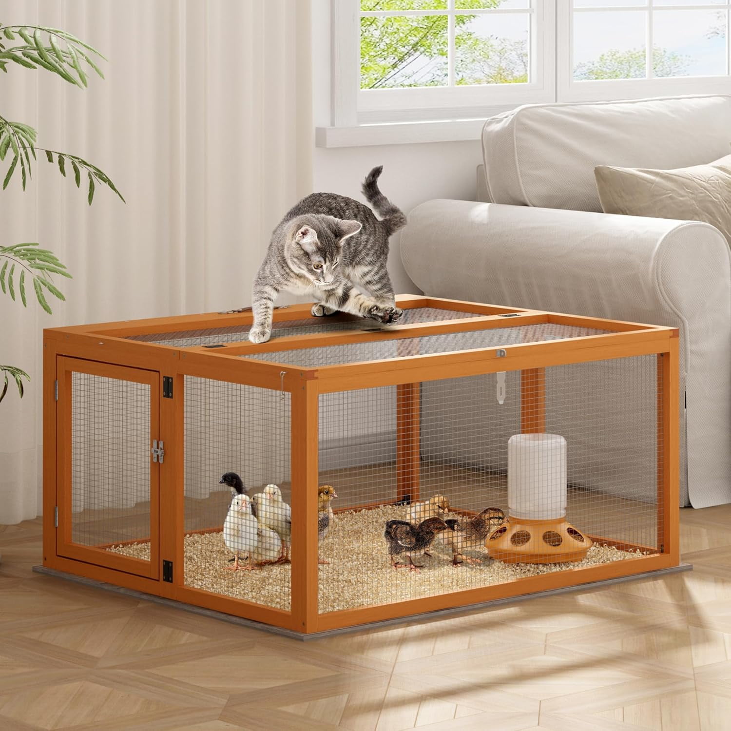 Heywoo Chicken Coop Run, Portable Rabbit Run Outdoor Indoor, Wooden ...