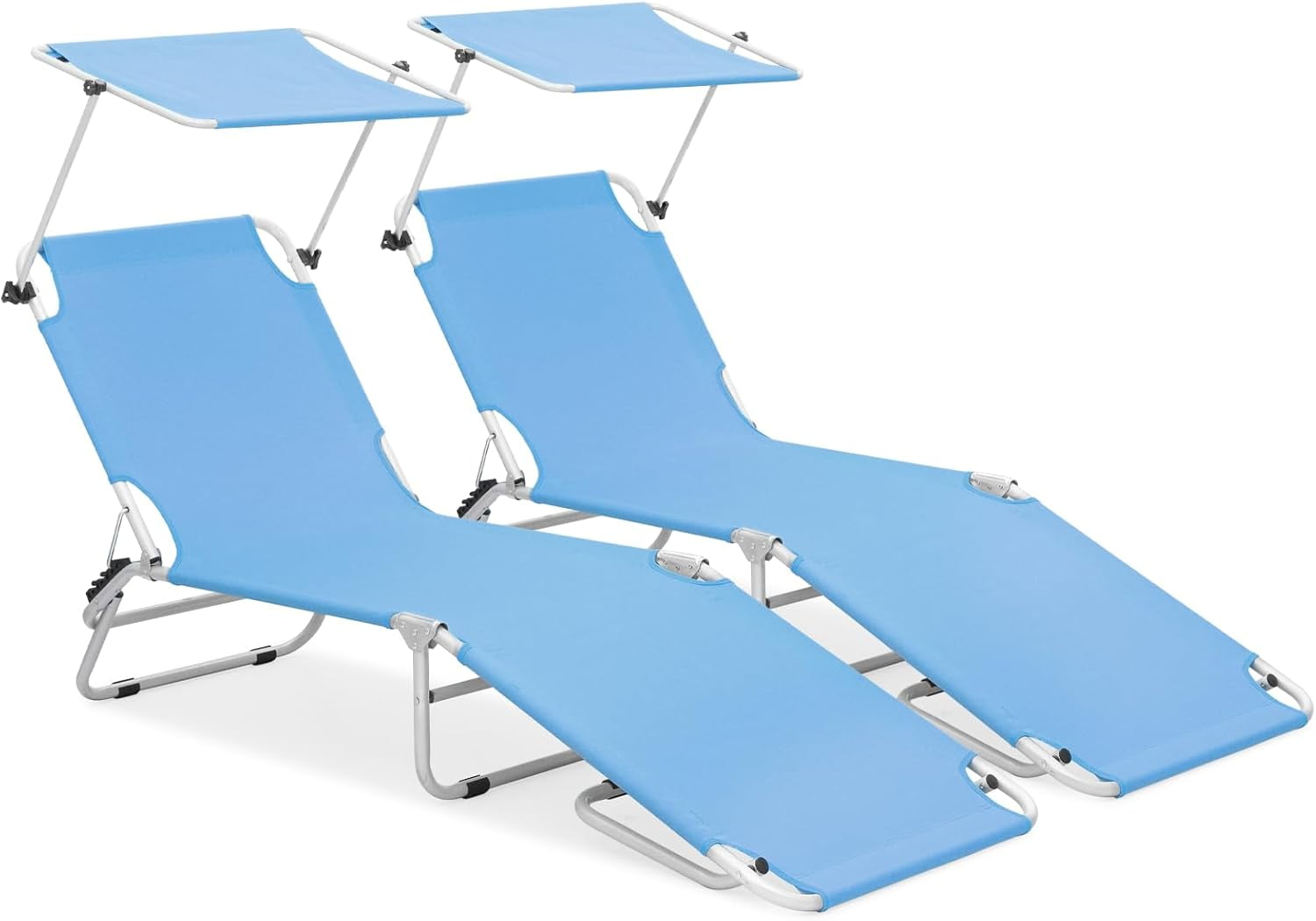 Heywoo Folding Beach Chaise Lounge Chair with Canopy Shade Foldable ...