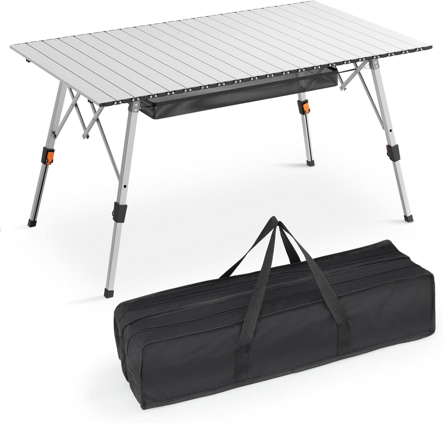 Heywoo Folding Camping Table, 47'' Portable Aluminum Roll Up Table with ...