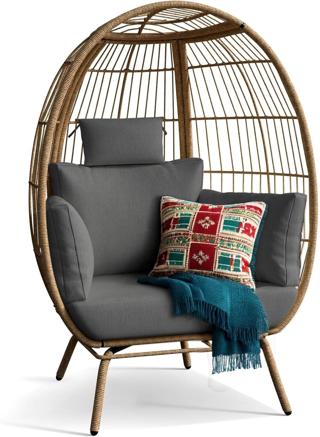 Heywoo Outdoor Rocking Egg Chair, Patio Rocking Chair Oversized, 370lb ...