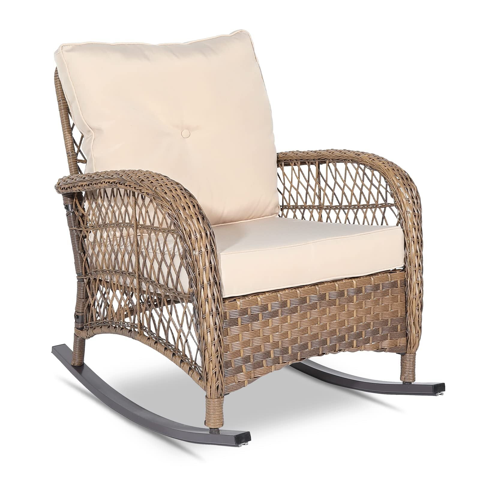 Heywoo Outdoor Wicker Rocking Chair Patio Rattan All-Weather Rocker ...