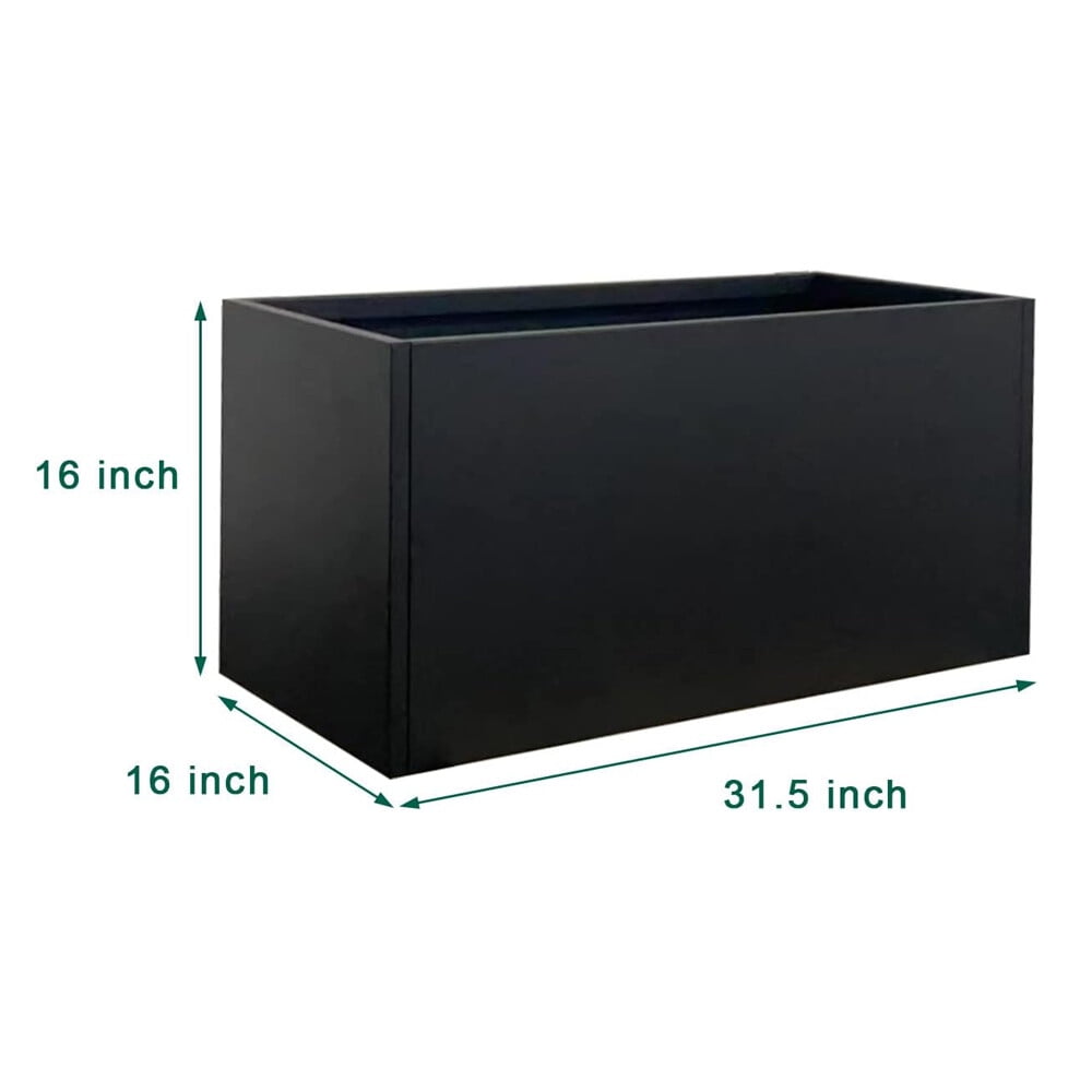 Heywoo Steel Metal Planter Rectangular Indoor Black Planter Box Large ...