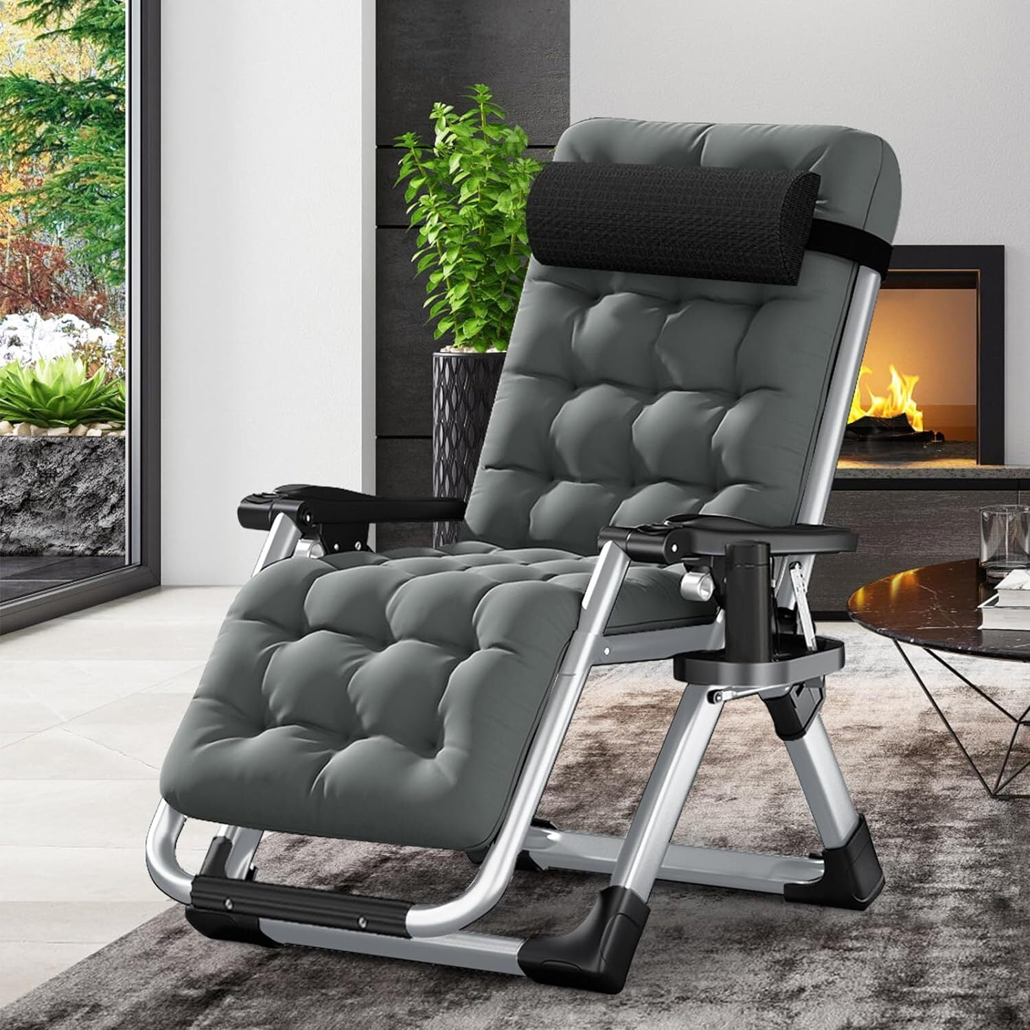 Heywoo Zero Gravity Chair w/Cushion, Outdoor Padded Lounge Chair with ...