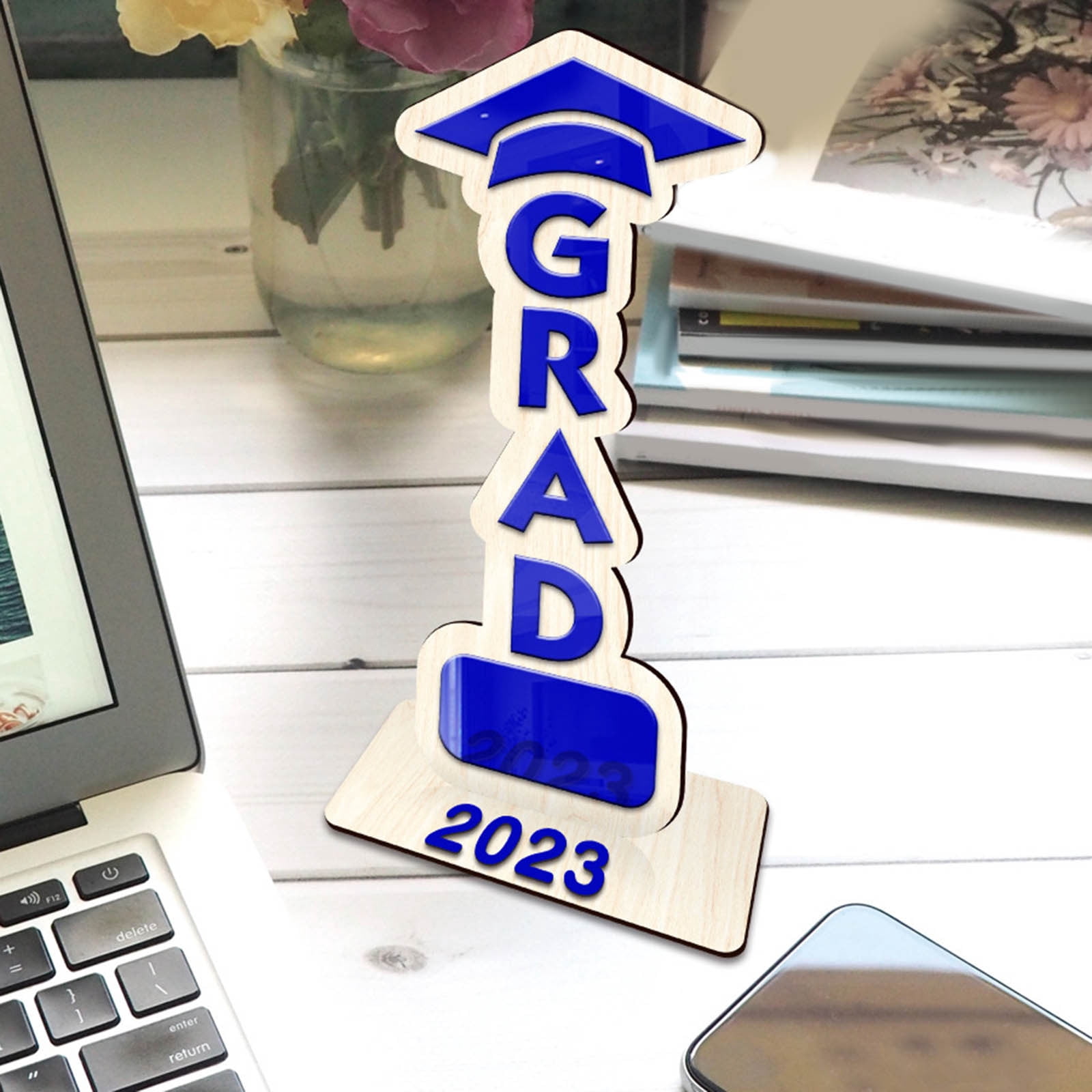 Hezzwei Graduation Cake Wooden Creative Graduation Party Decorations ...