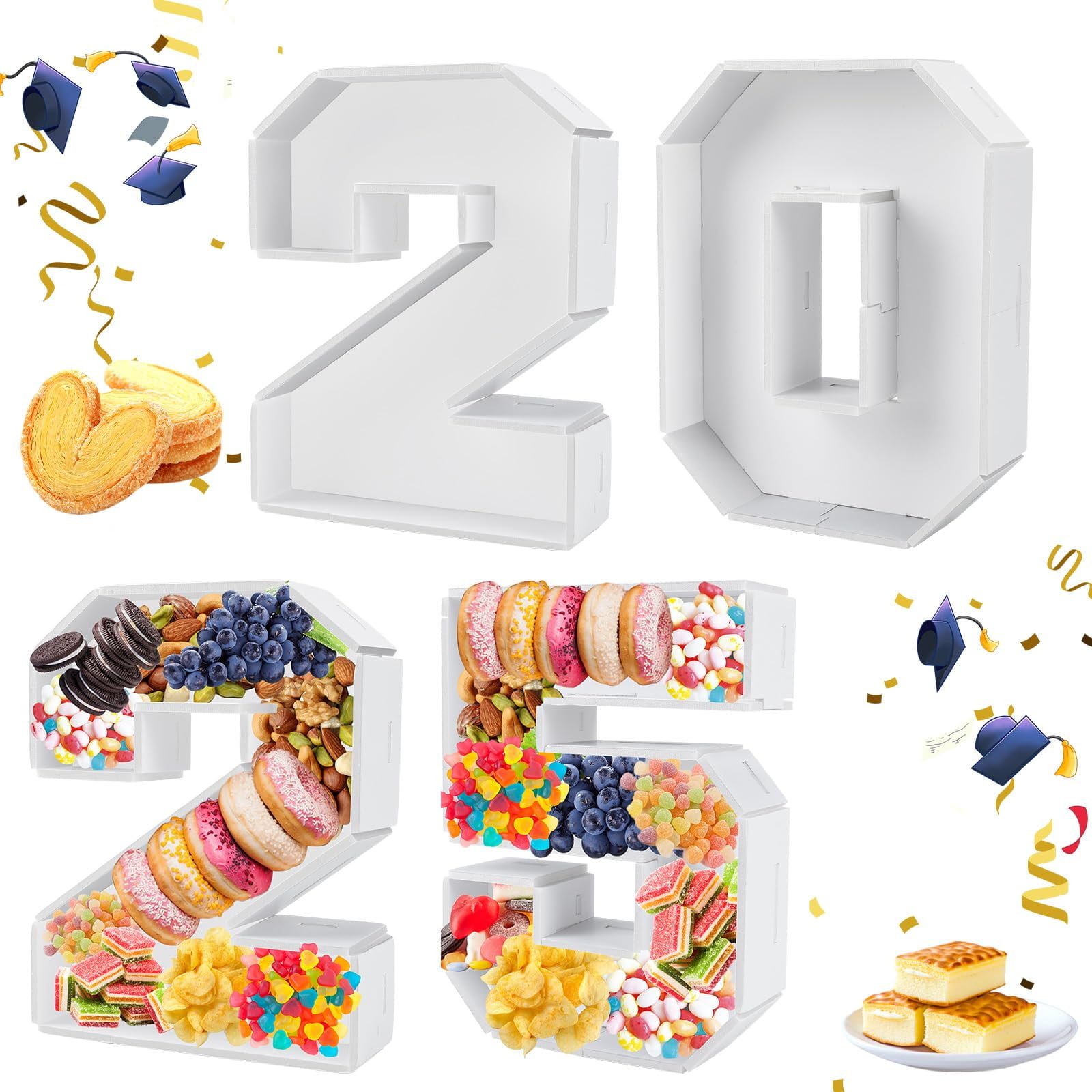 Hfnggwee 2025 Number-Shaped Charcuterie Tray - Fillable Cardboard Candy ...