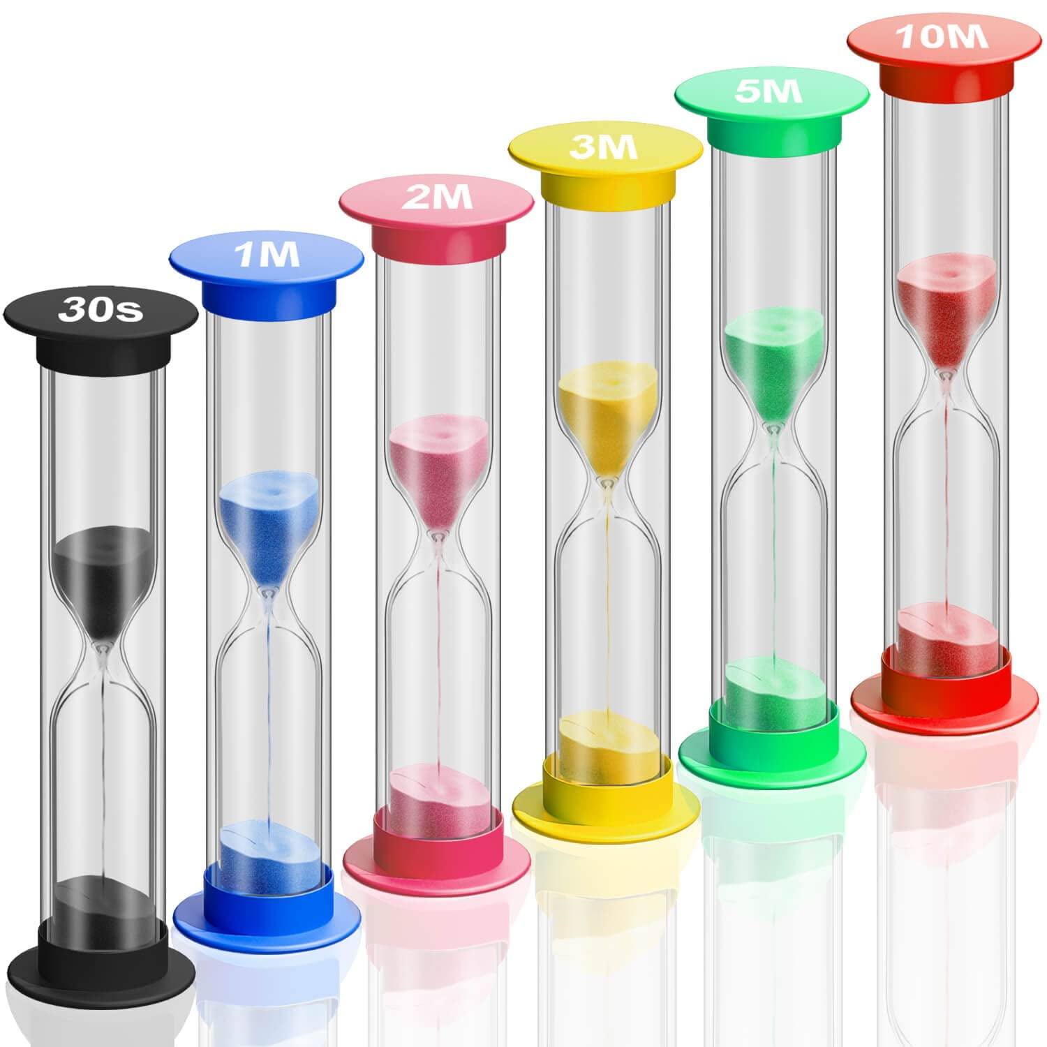 Hfnggwee 6-Pack Mini Sand Timers for Kids - 30 Sec to 10 Min Colorful ...