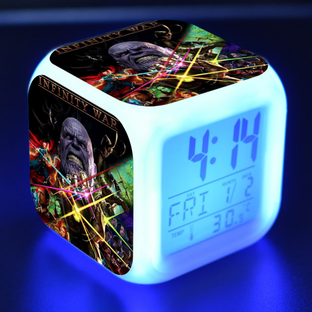 Hfnggwee Digital Alarm Clock for Kids, Cartoon Avengers Pattern 7 LED ...
